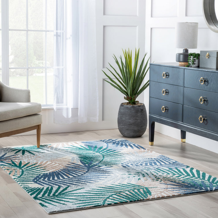 Well Woven Leona 3D Textured Green/Blue/Brown Rug | Wayfair.co.uk