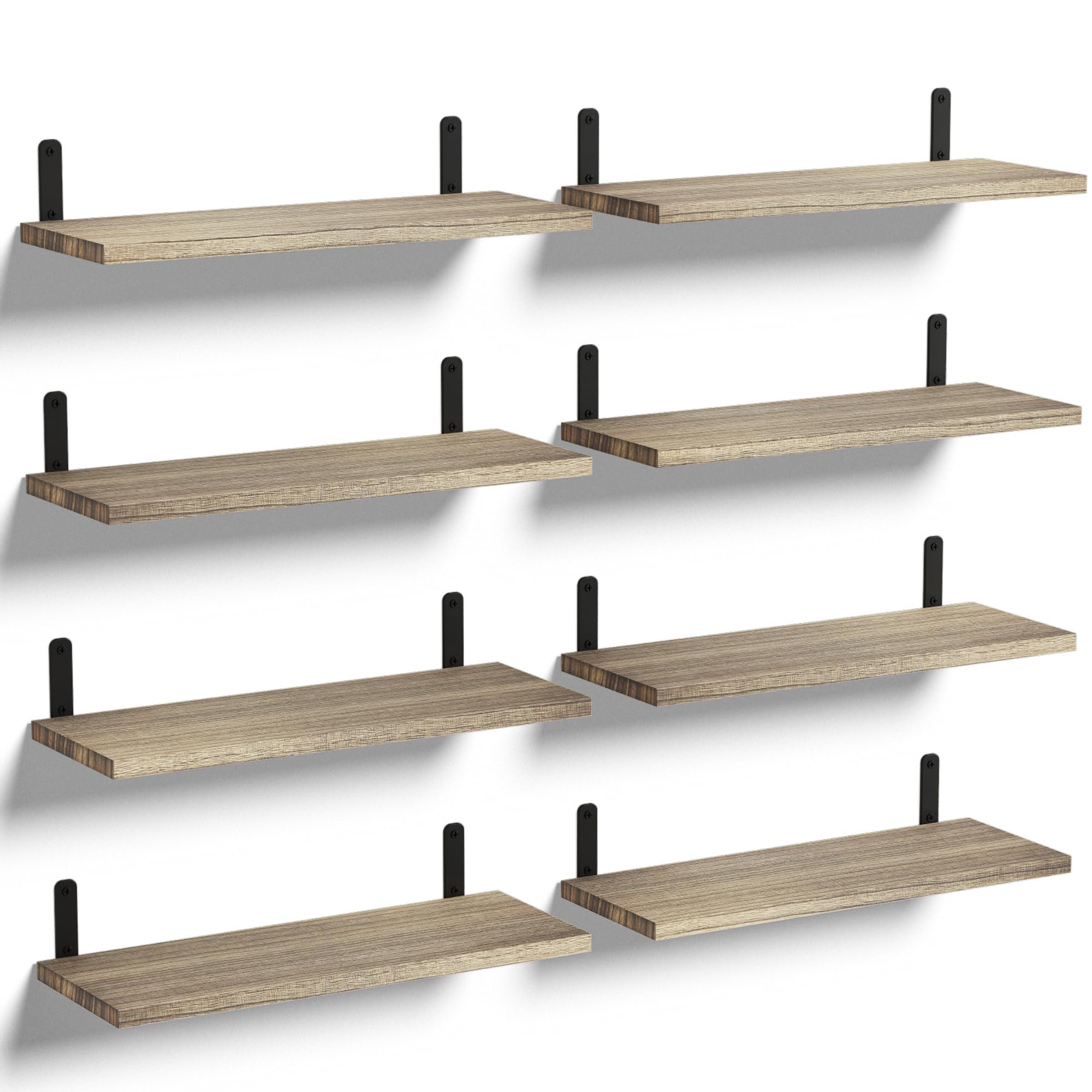17 Stories Rustic Floating Wall Shelves - Set Of 8 For Versatile Diy ...