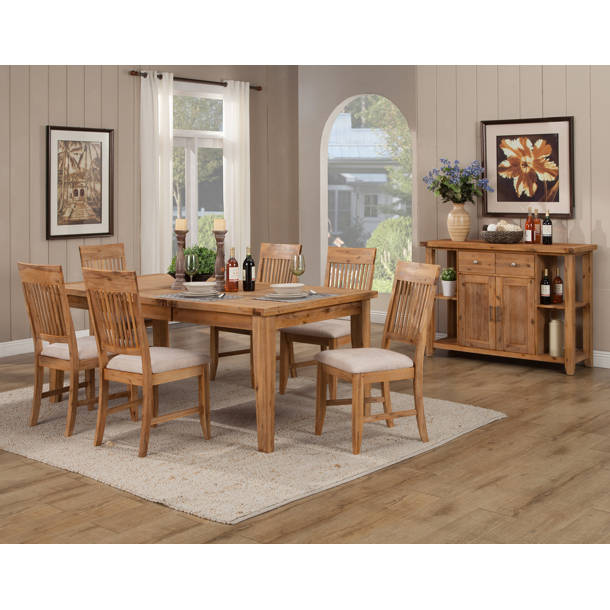 Highland Dunes Ordway 7 - Piece Extendable Solid Wood Top Dining Set ...