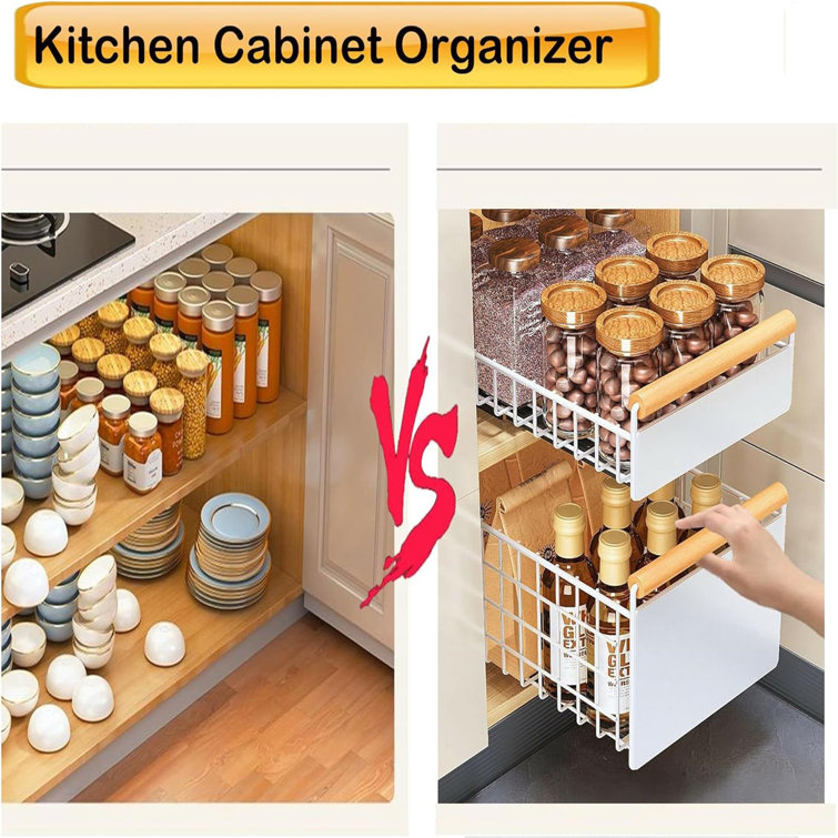 Belfry Kitchen Pull-Out Cupboard Organiser, 28Cm Wide X 40Cm Deep X 9Cm ...