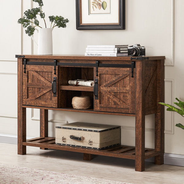 Gracie Oaks Nyx 46'' Farmhouse Entryway Table ,Wood Console Table with ...