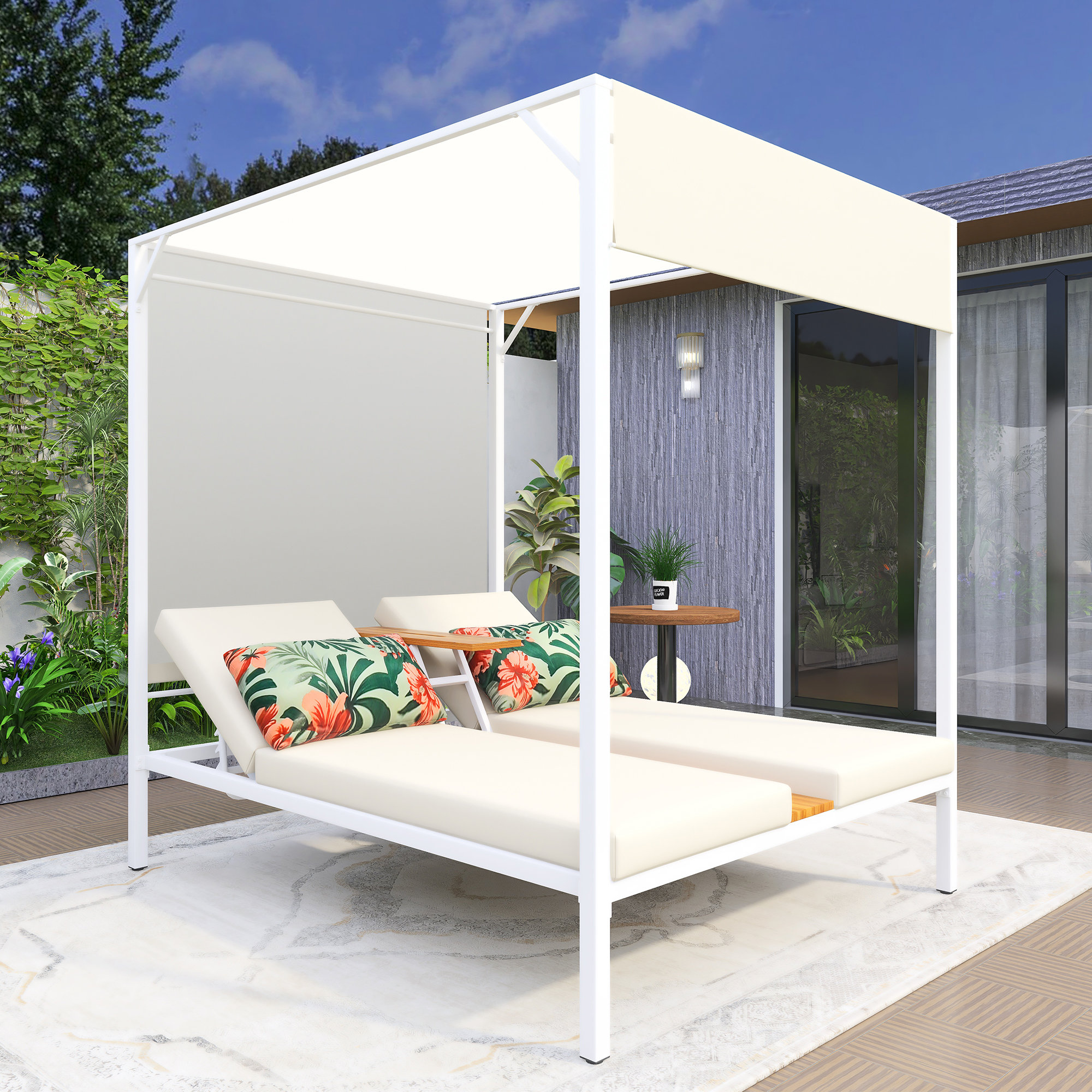 Ebern Designs Outdoor Patio Sunbed Daybed With Cushions - Wayfair Canada