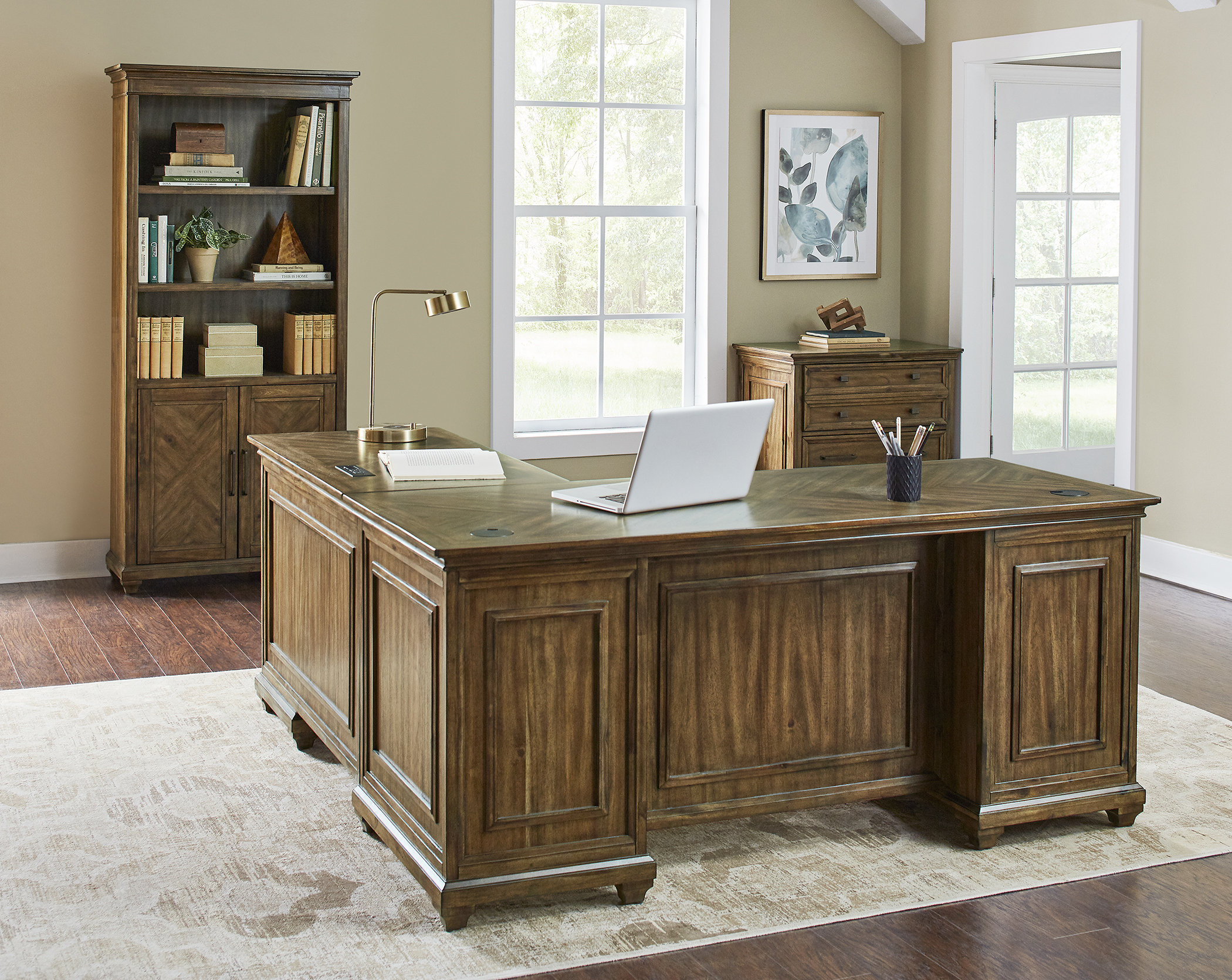 Rosalind Wheeler Carleny Corner Executive Desk with Built in Outlets ...