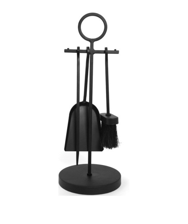 Williston Forge 4pce companion set circle handle all black metal ...