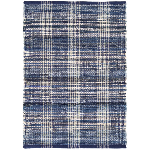 Denim Plaid Handwoven Cotton Rug & Reviews | Birch Lane