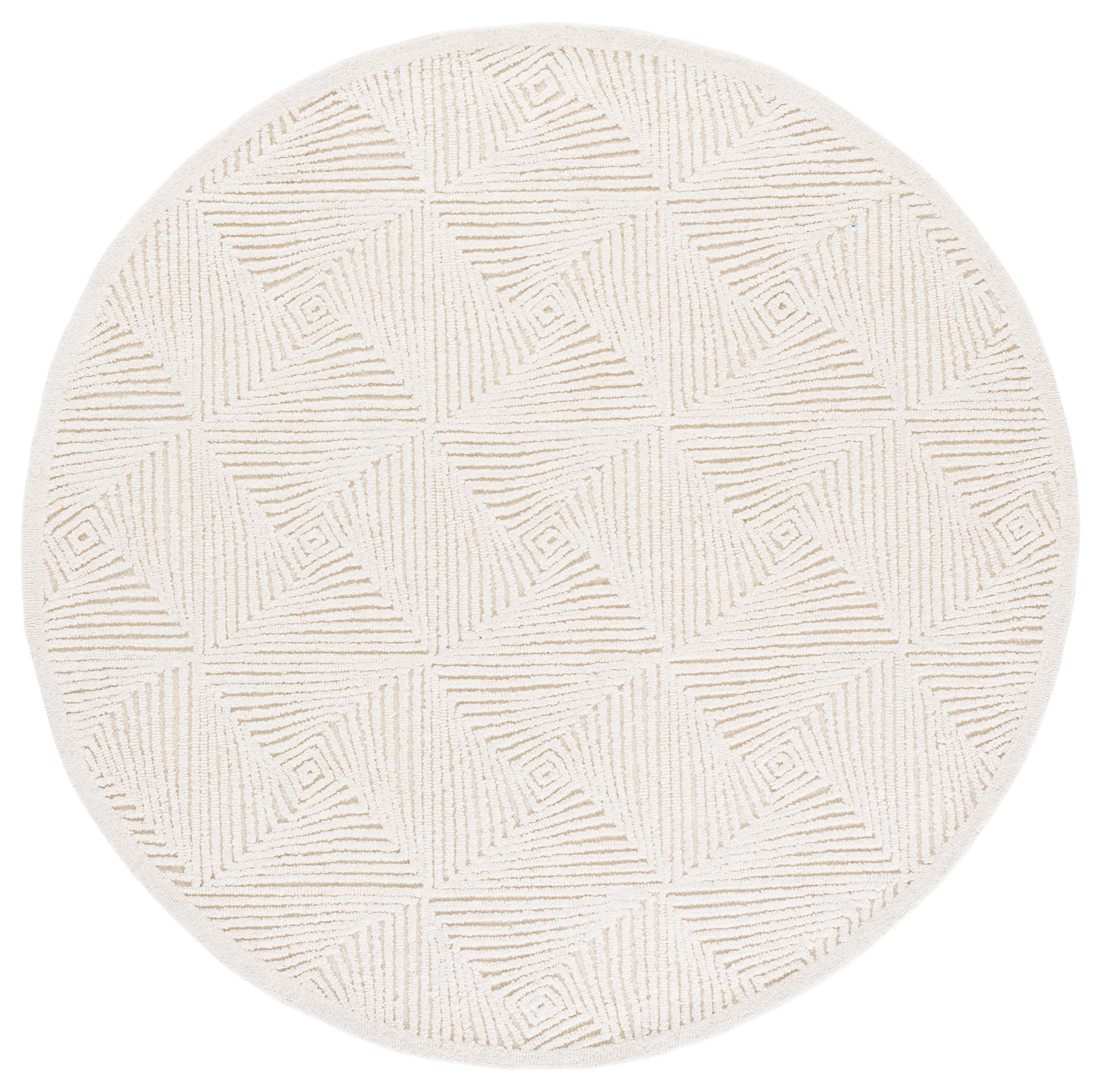 Safavieh Textural 108 Hand Tufted 80% Wool; 20% Cotton Geometric Shapes ...