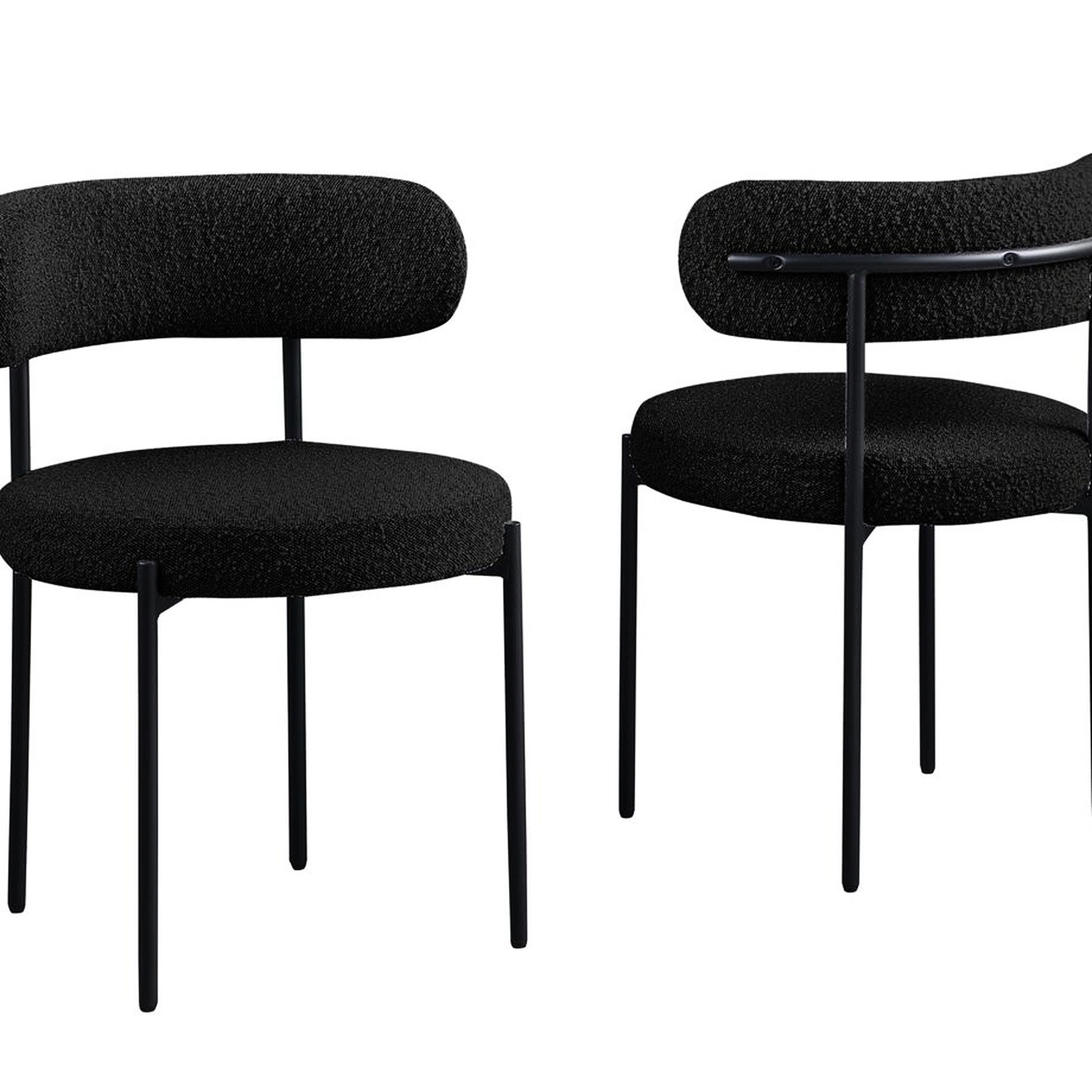 Hokku Designs Contemporary Grey Boucle Dining Chair Of 2 With Metal ...