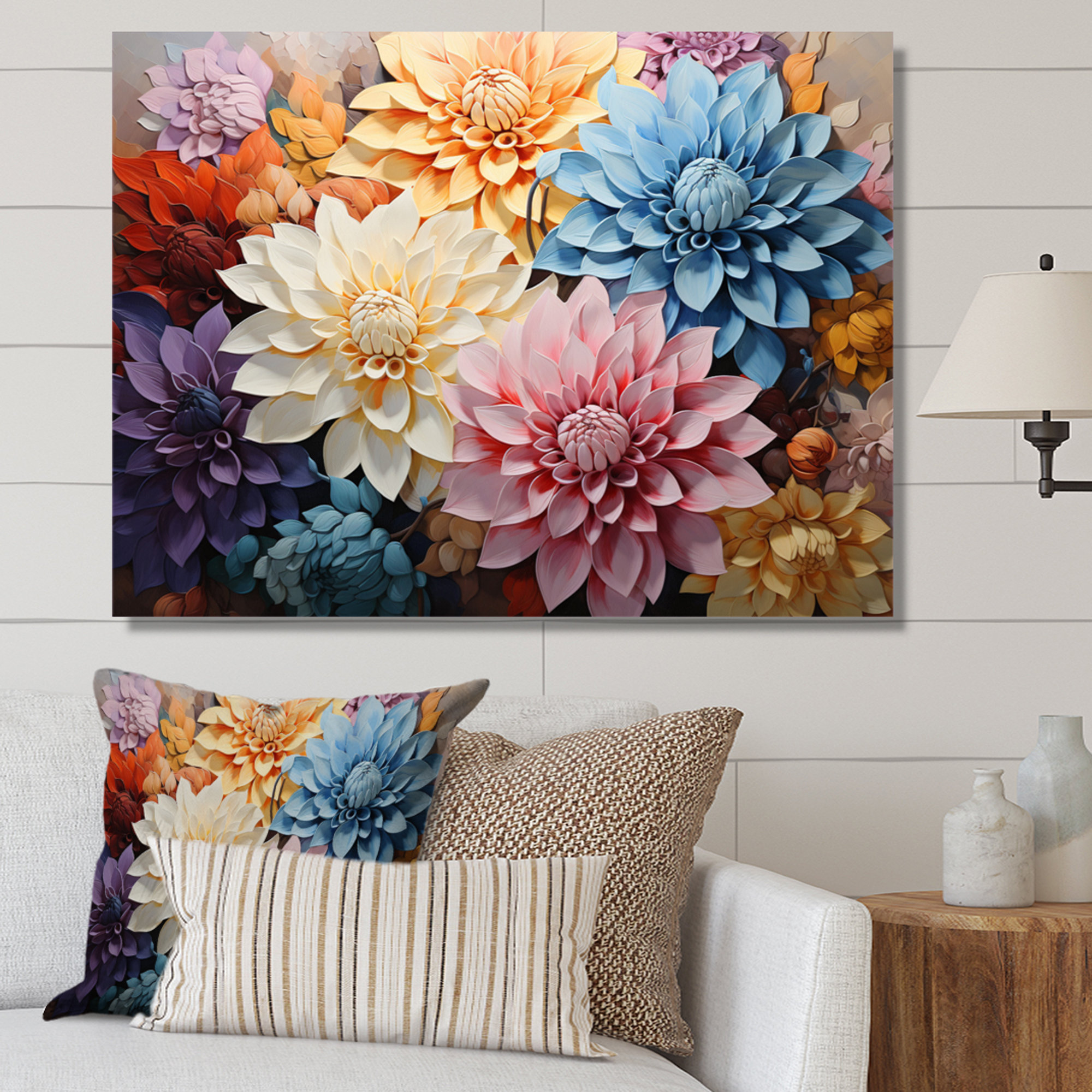Red Barrel Studio® Mums Autumn Hues Patchwork Framed On Canvas Print ...