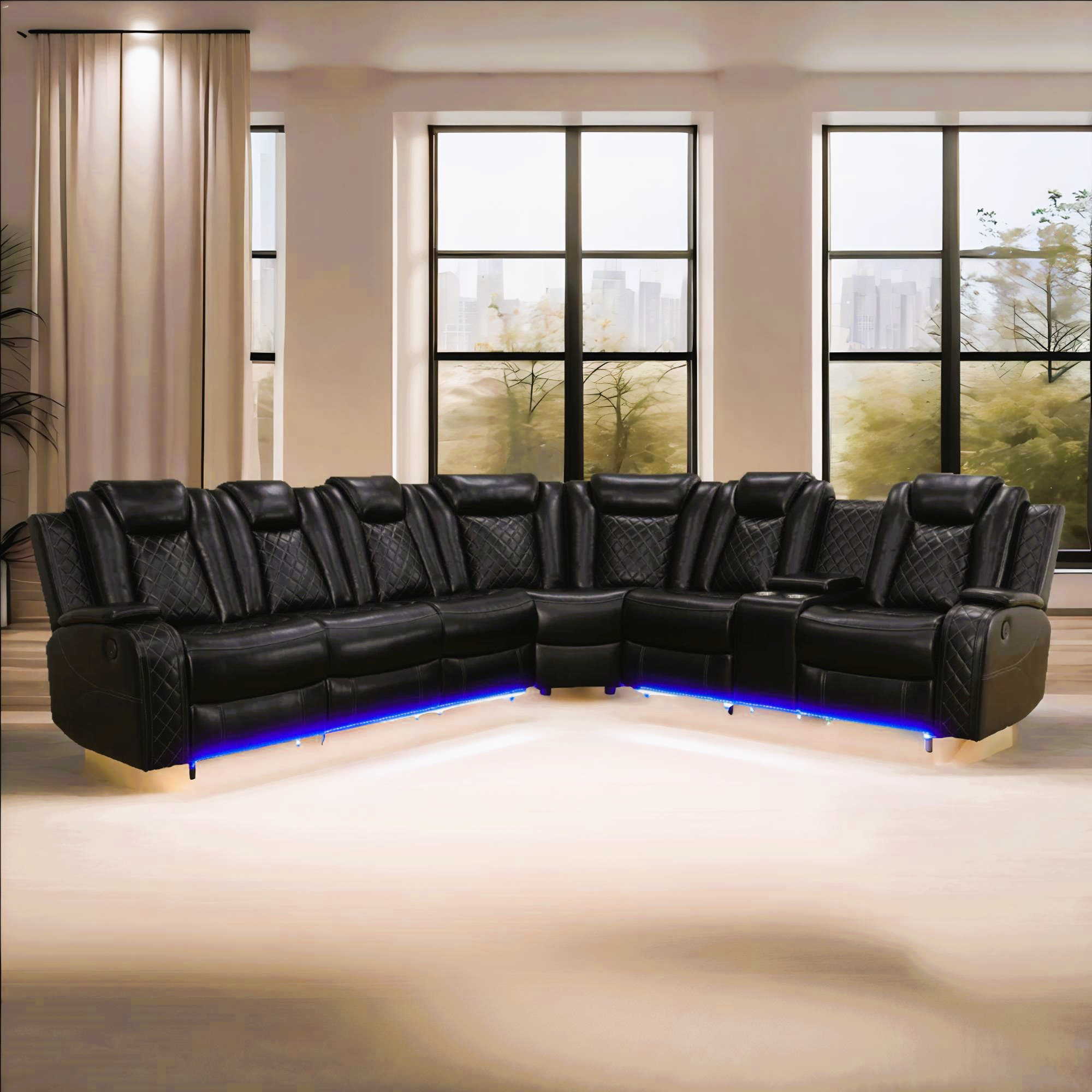 Orren Ellis Jekari 3 - Piece Vegan Leather Reclining Sectional ...