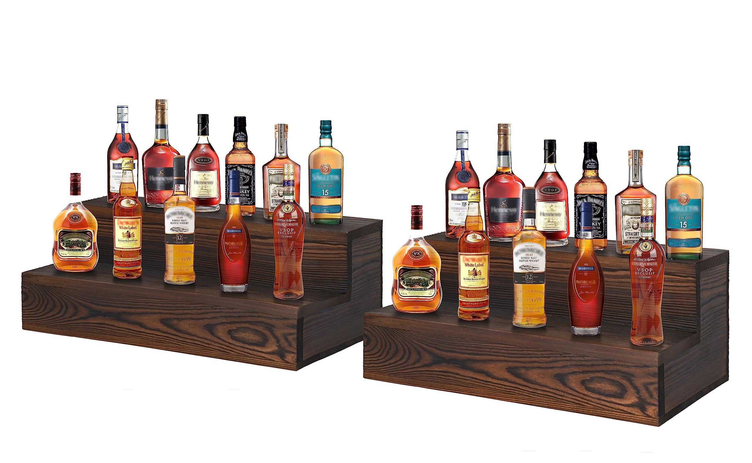 One Allium Way® Liquor Bottle Display Shelf,2 Pack Wood Bar Shelves ...