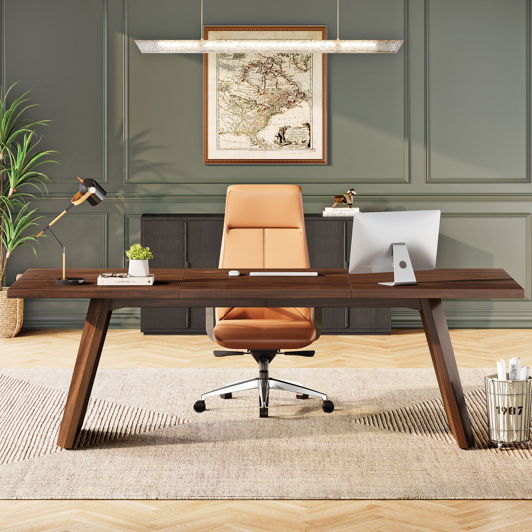 Millwood Pines 70.9-Inch Executive Desk, Large Home Office Computer ...