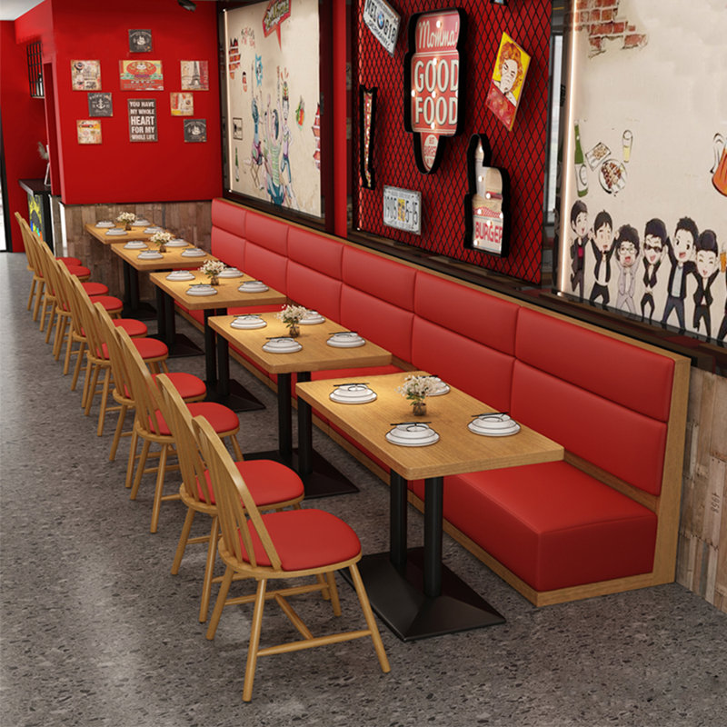 Canadian Linen Modern Simple Cafe Restaurant Red Benches Faux Leather ...