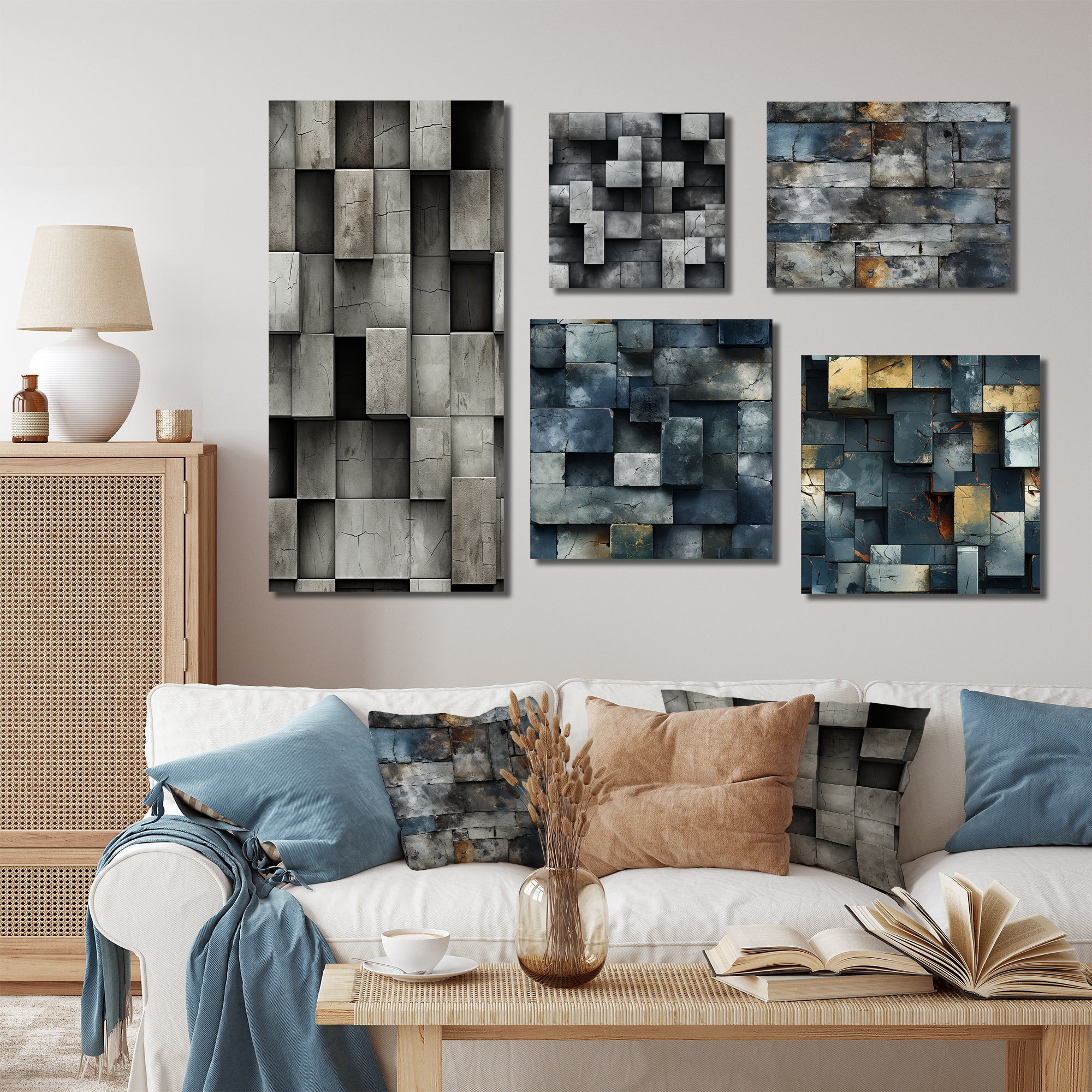 Design Art Architectural Concrete Wall Illusion - Brick Wall Decor Set ...