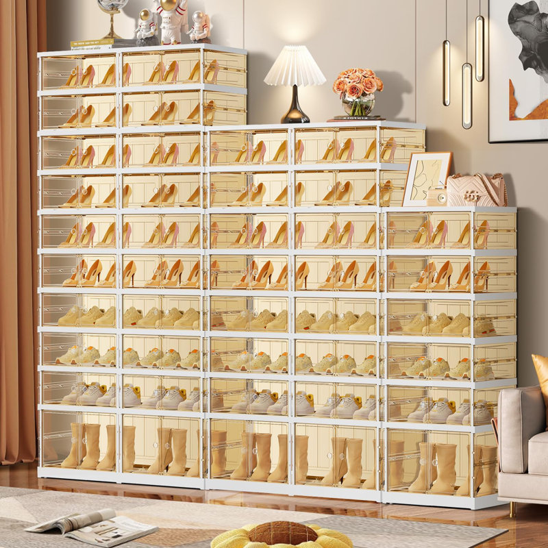 Rebrilliant 24 Pairs Stackable Shoe Storage Cabinet For Entryway Large ...