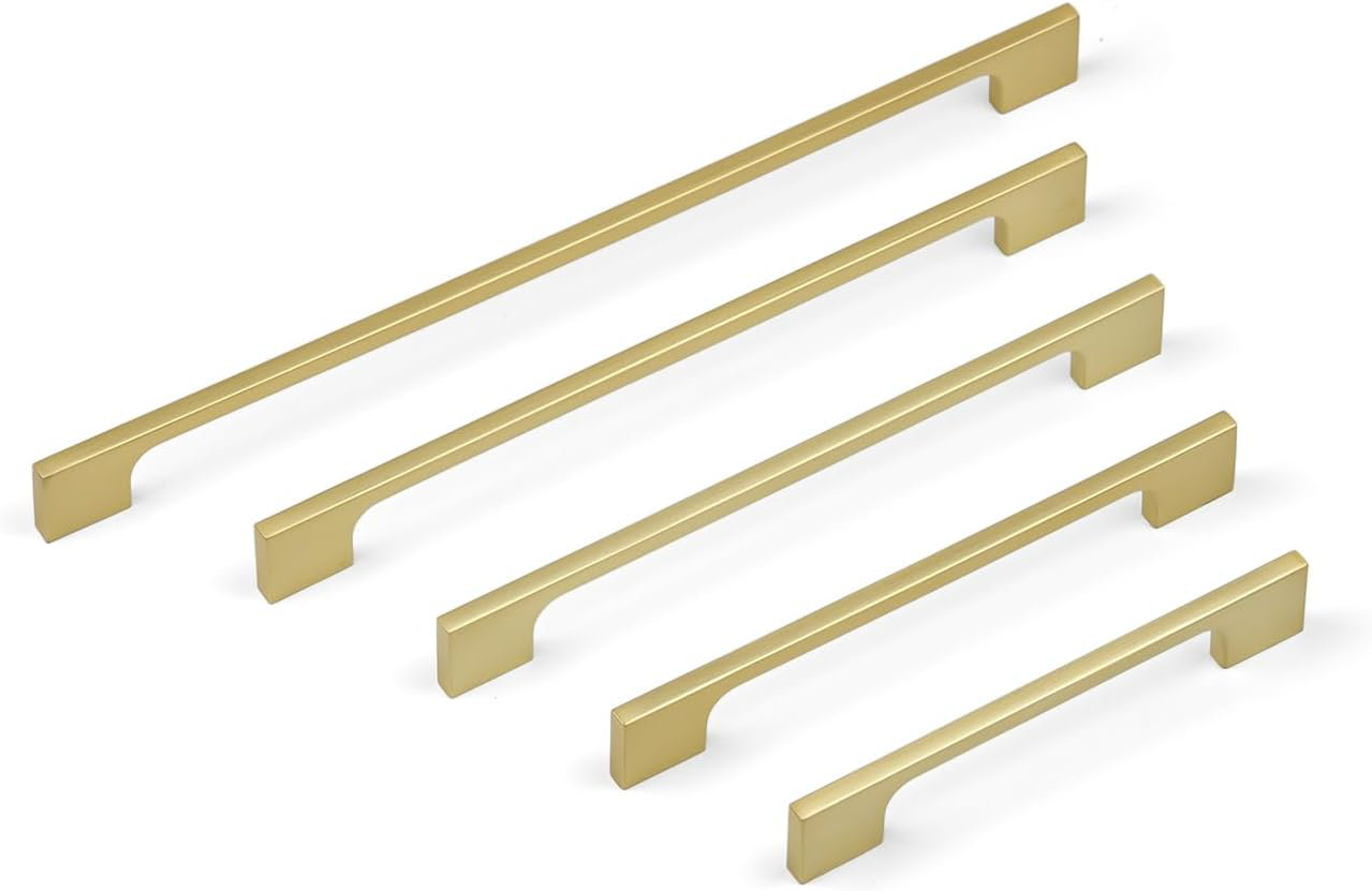 Handle & Home 128mm Brushed Brass Slim Handle | Wayfair.co.uk