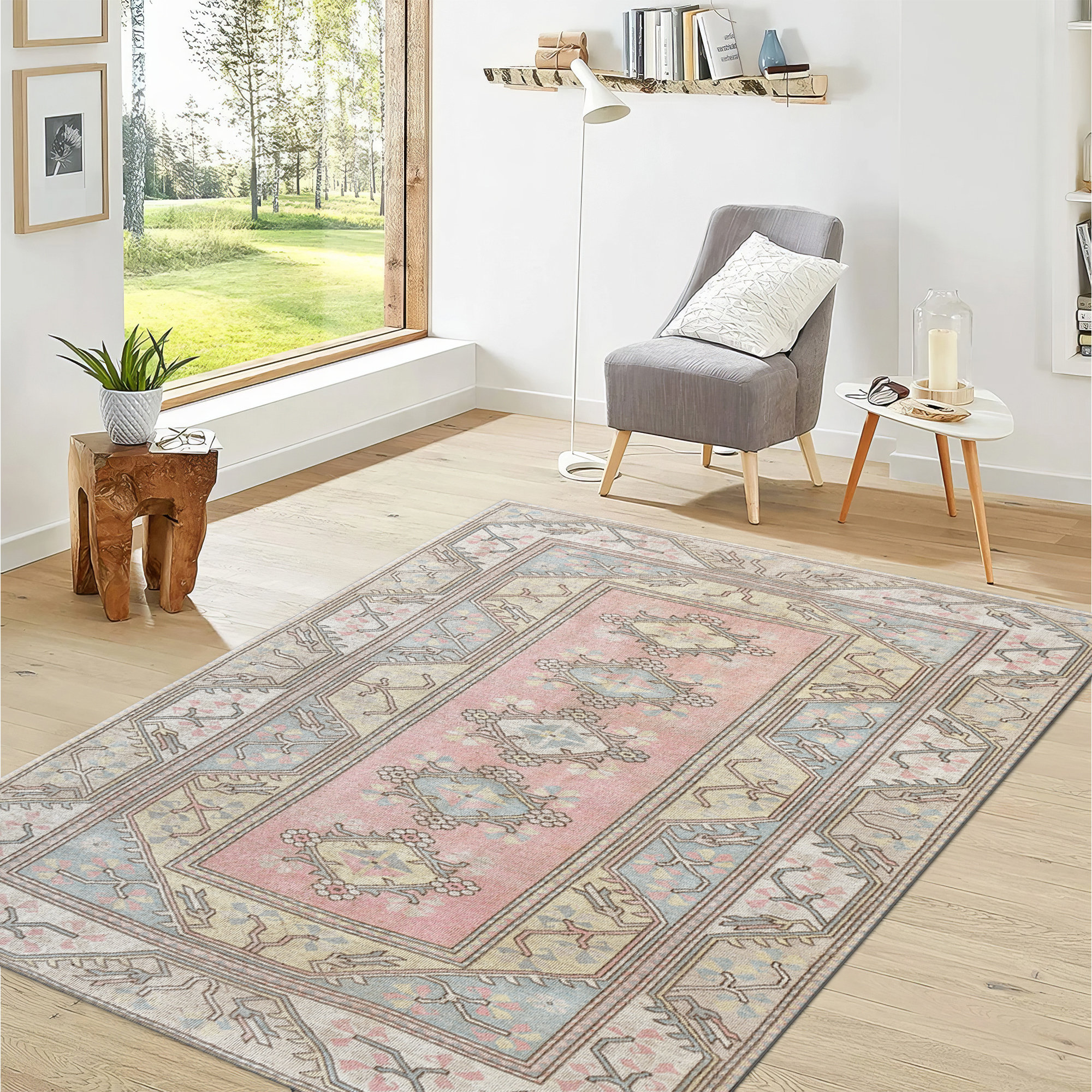 kayra export Floral Motif Non Woven Thin Type Printed Rug with Vibrant ...