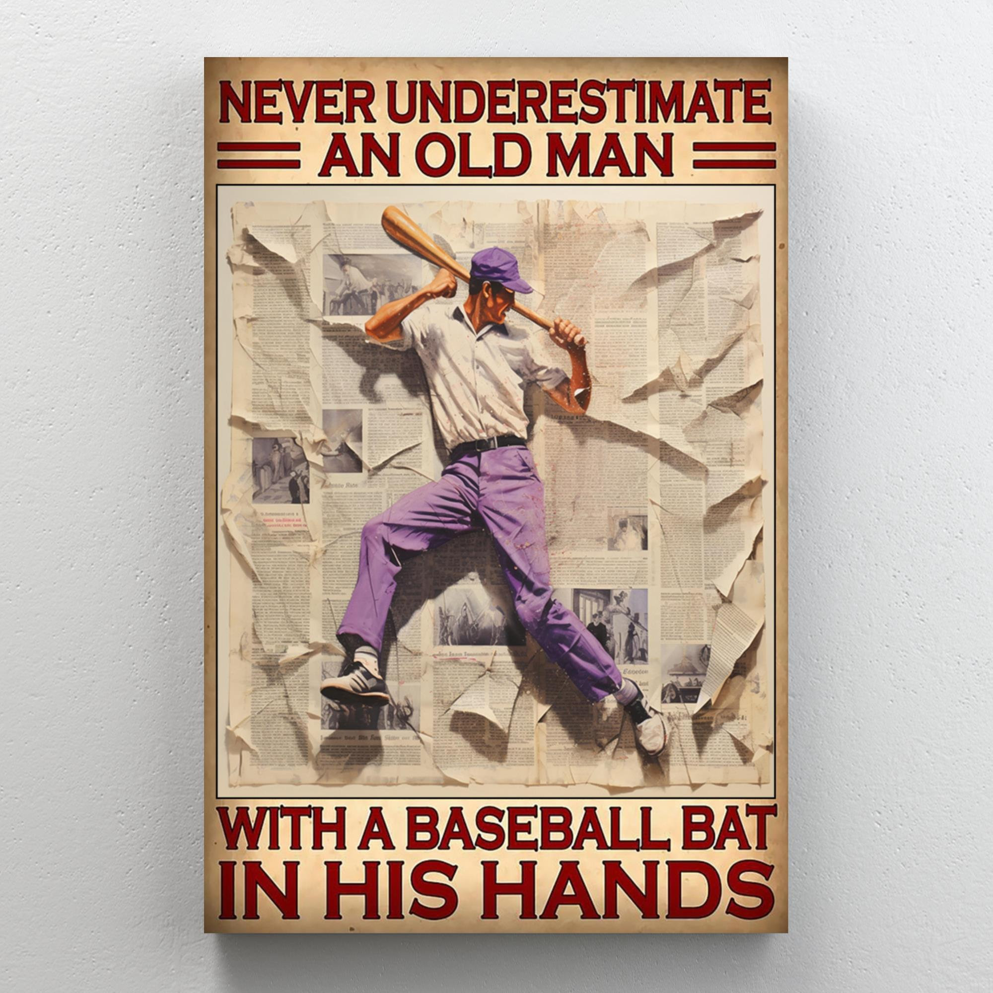 Trinx Old Man With A Baseball Bat - 1 Piece Rectangle Graphic Art Print ...