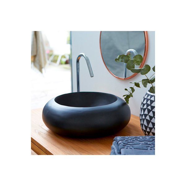 Tikamoon 16'' Black Stone Circular Bathroom Sink - Wayfair Canada