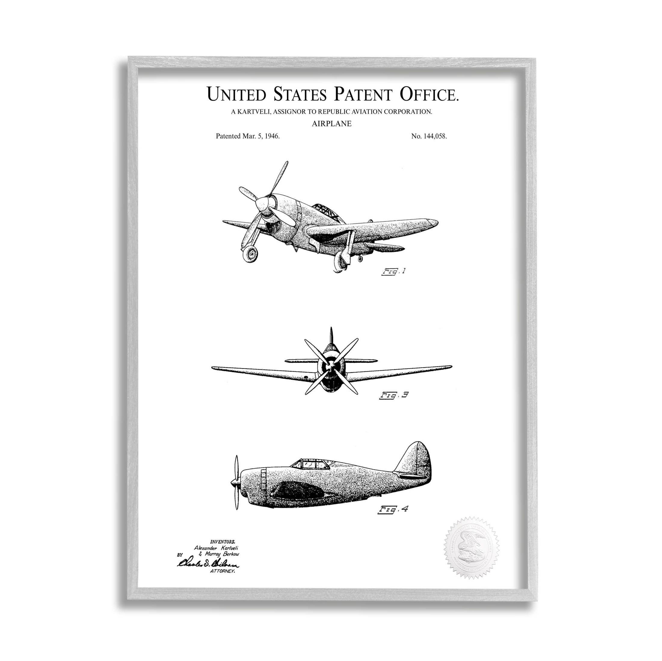 Stupell Industries Schéma d'avion complexe, estampe numérique brevetée ...