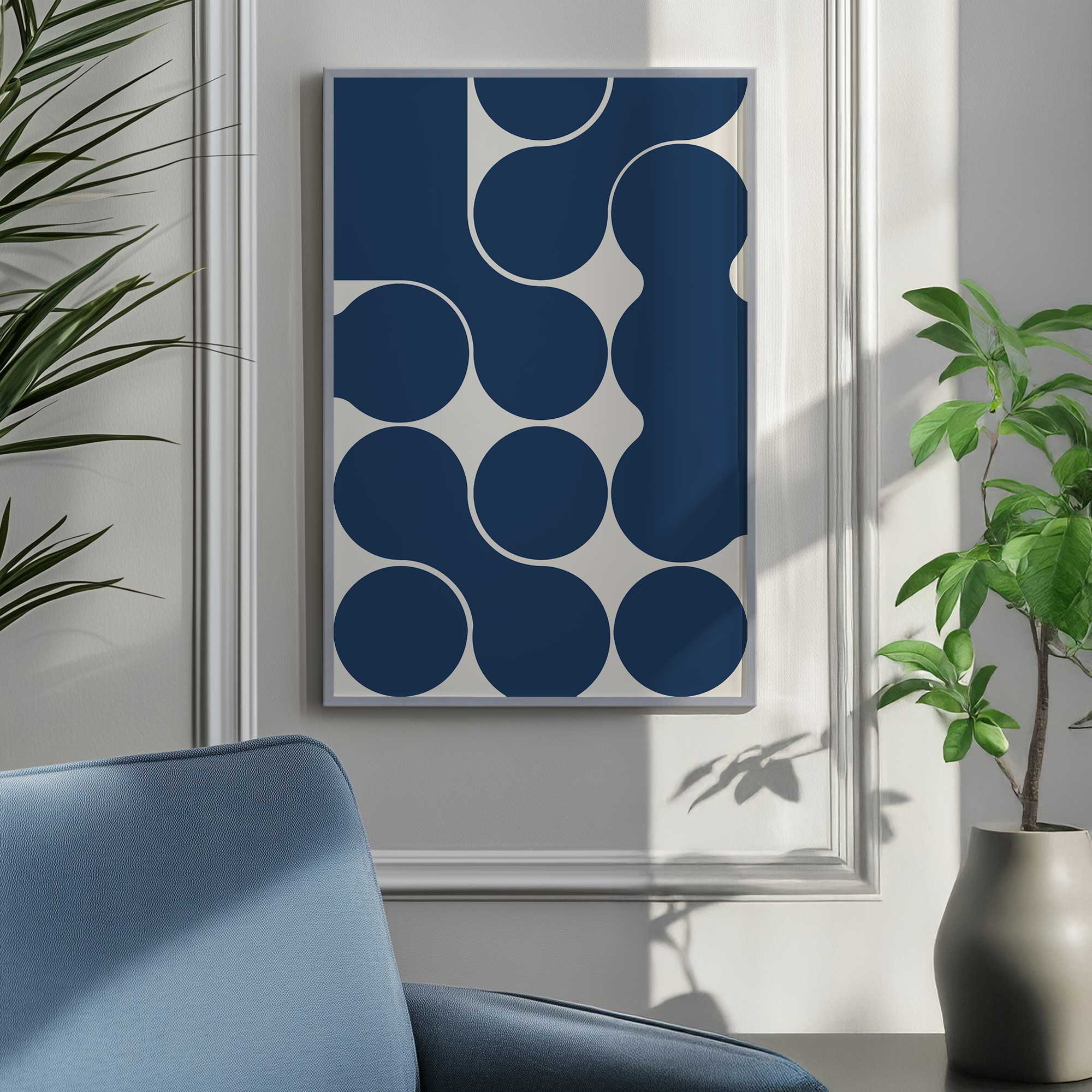 Wrought Studio™ Sculptural Blue Geometry Print | Wayfair