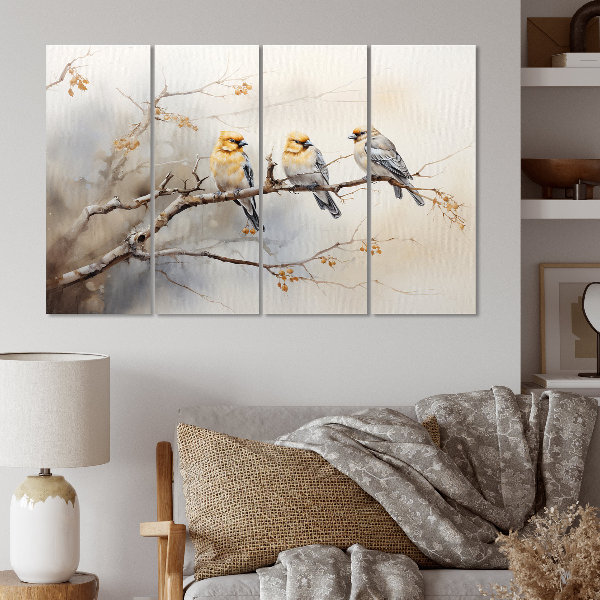 Design Art Bird Silent Watcher VI - Animals Wall Art Print - 4 Panels ...