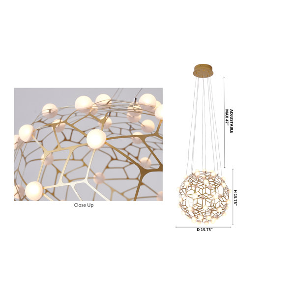 Everly Quinn 47 - Light Unique Gold Honeycomb ORB Dimmable LED ...