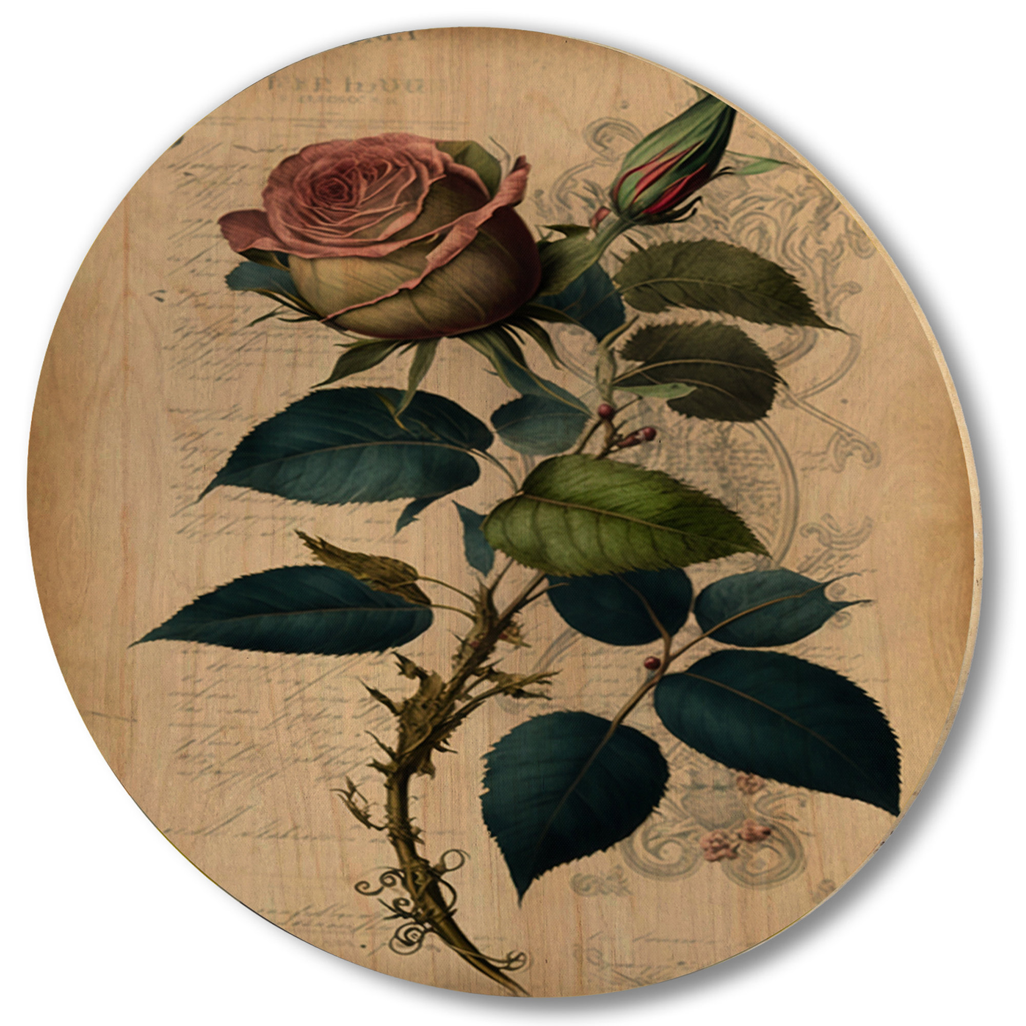 Ophelia & Co. Victorian Retro Pink Rose II - Floral Rose Wood Wall Art ...