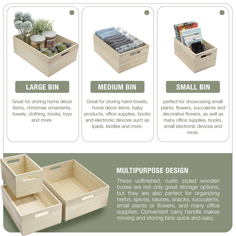 Sorbus Unfinished Wood Crates, Organizer Bins, Wooden Box, Cabinet ...
