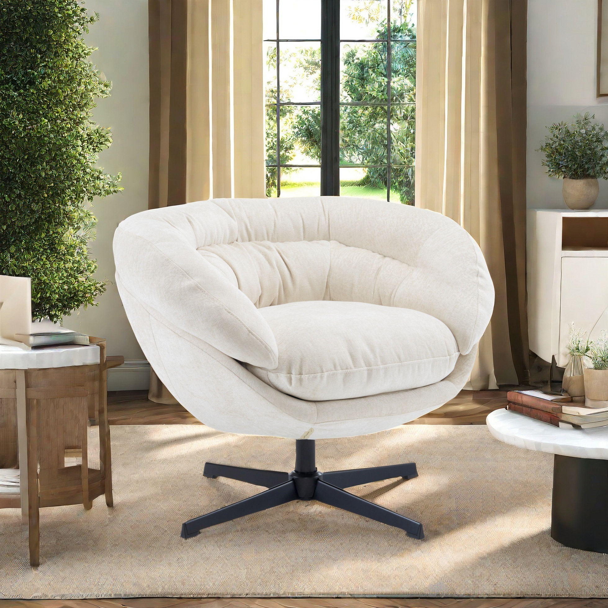 Latitude Run® Modern Chenille Office Chair, 360° Swivel Club Chair ...
