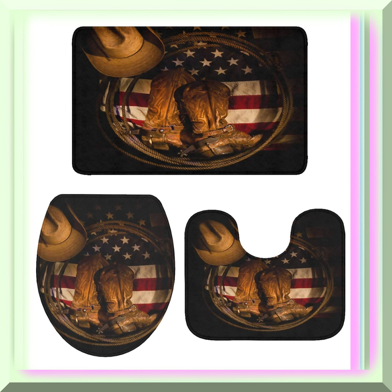 BRBCA Western Comfort 3-Piece Bath Rug Set - Ultra Soft, Non-Slip ...