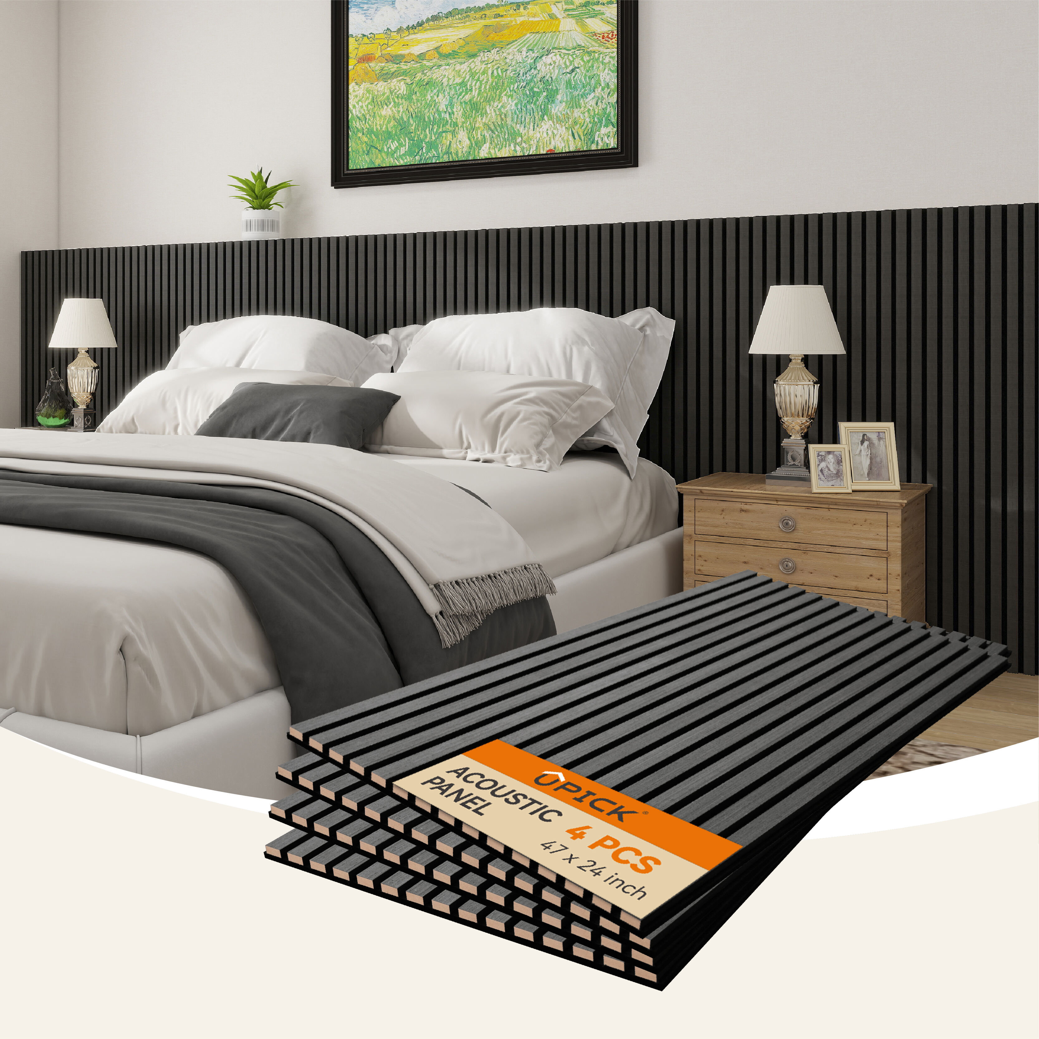 Upick 4-Pack 48X24 Inch Mdf Acoustic Wall Panels - Sound Absorbing ...