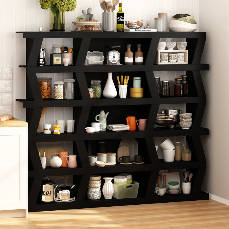 Latitude Run® Black Wooden 6-Layer Kitchen Rack | Wayfair