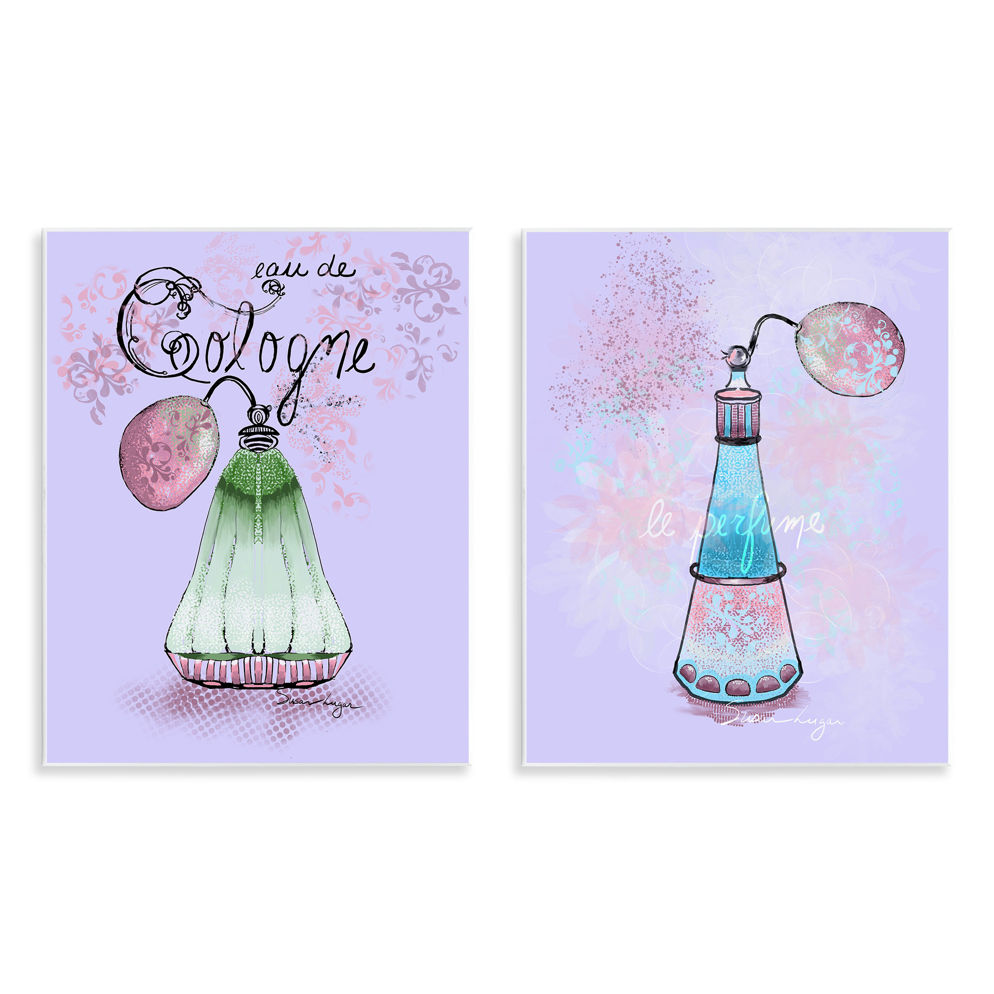 House of Hampton Fragrance Perfumes on Purple 2pc Wall Plaque Set ...