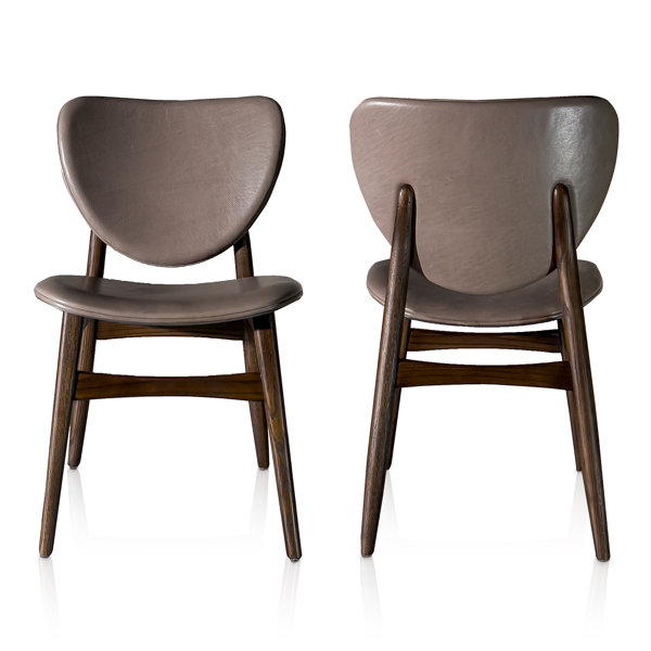 Designer Collection Oak Wood Genuine Leather Dining Chair | Wayfair