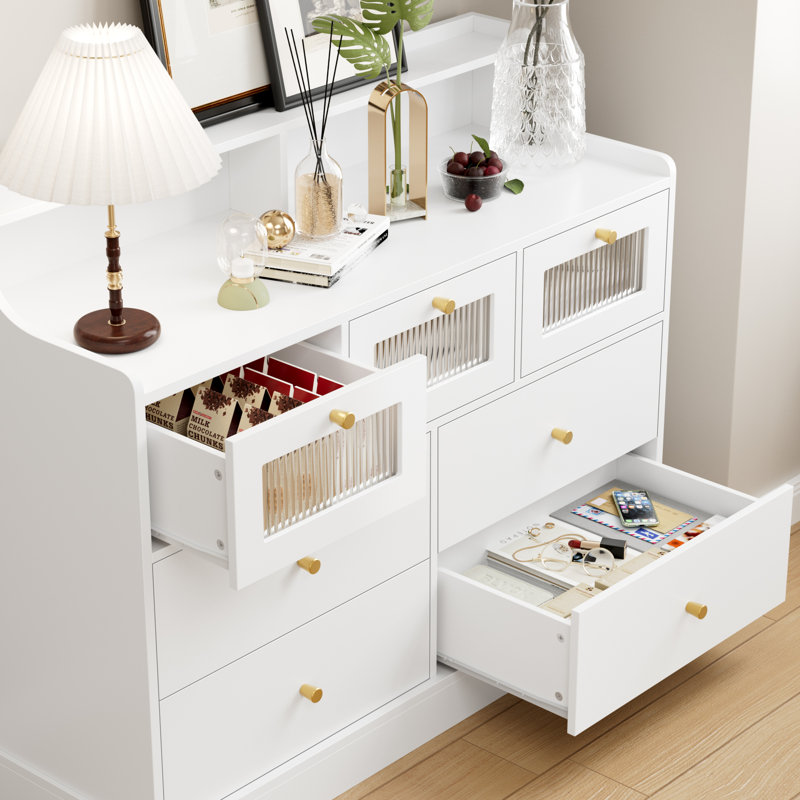 Willa Arlo™ Interiors Menachem 7 Drawer Dresser With Glass Drawers ...