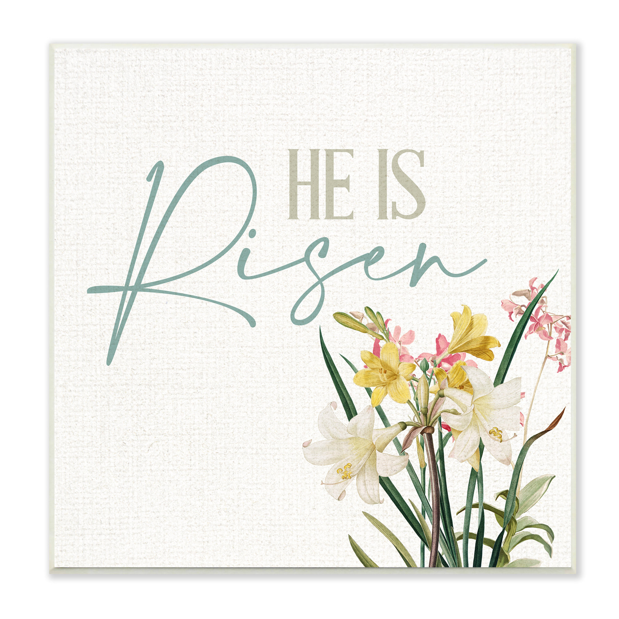 Stupell Industries He Is Risen Religious Easter Holiday Flower Blossoms ...