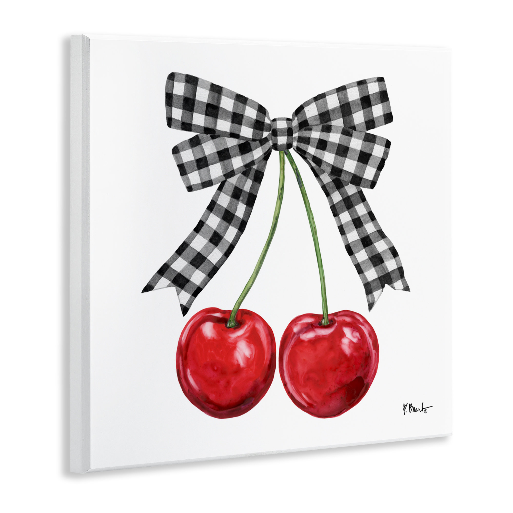 One Allium Way® Lucky Cherries & Plaid Bow Wall Plaque, design by Paul ...