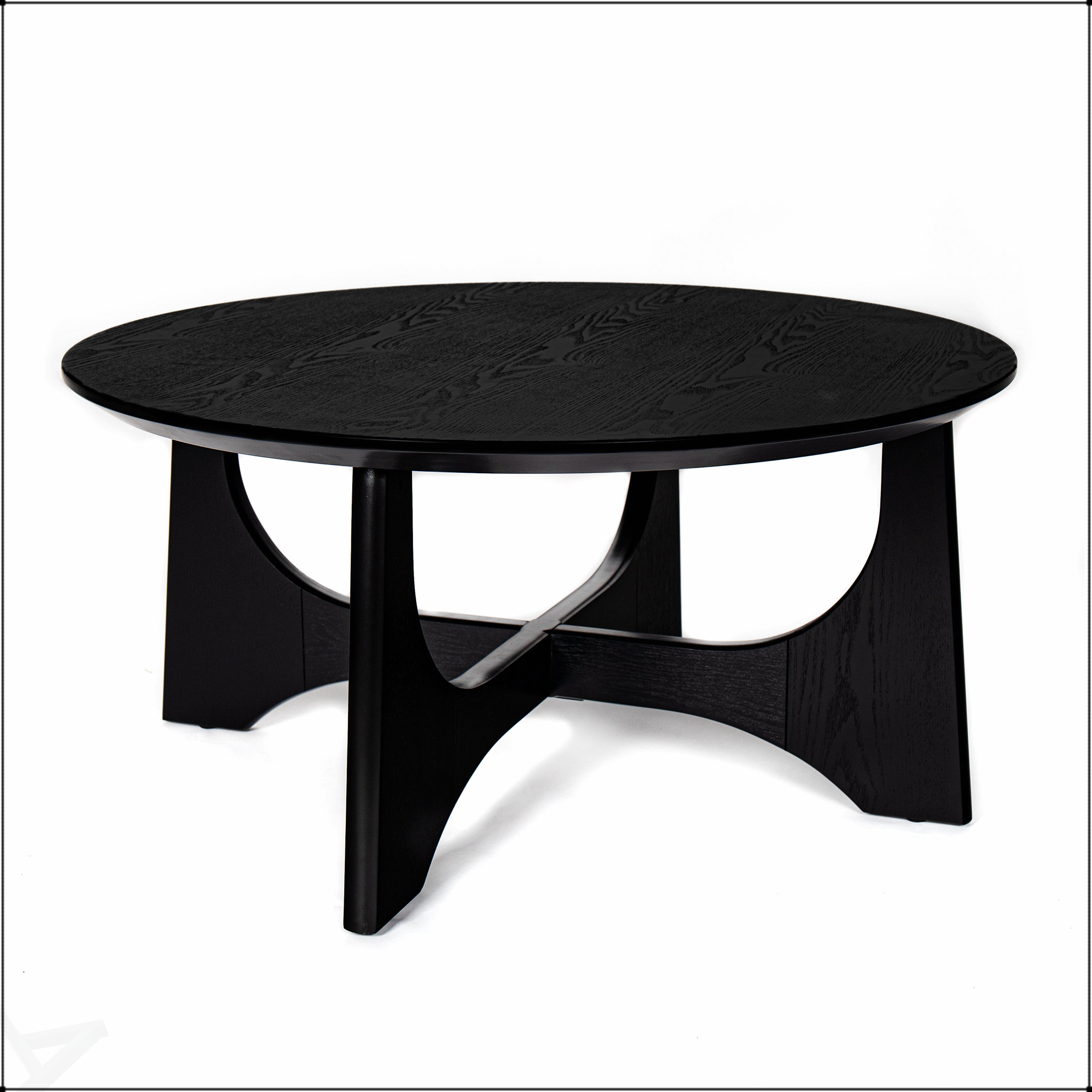 George Oliver 36 Inch Round Birch Veneer Coffee Table with Cross-Leg ...