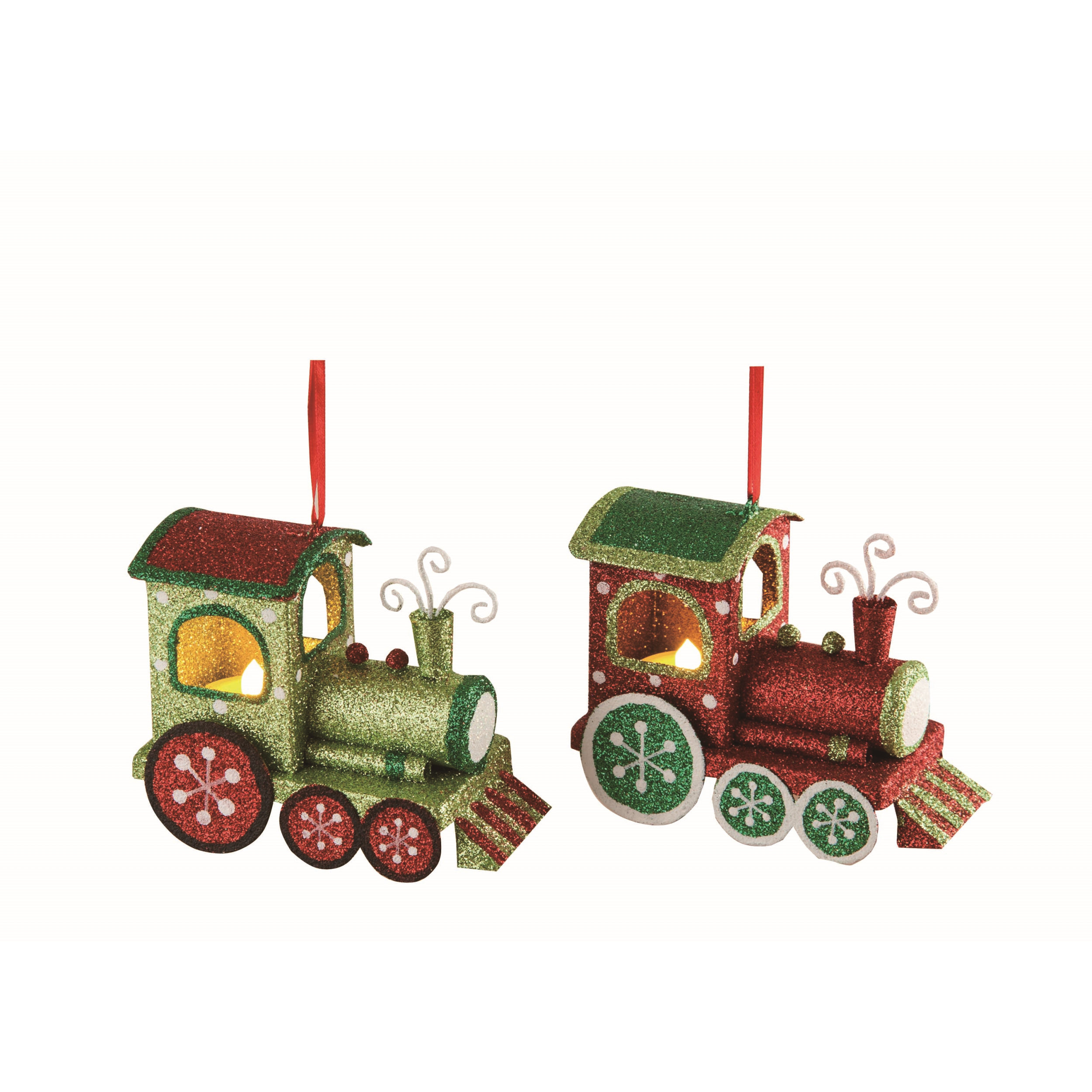 Winston Porter Metal 4.75 in. Christmas Glitter Train Ornament Set of 2 ...