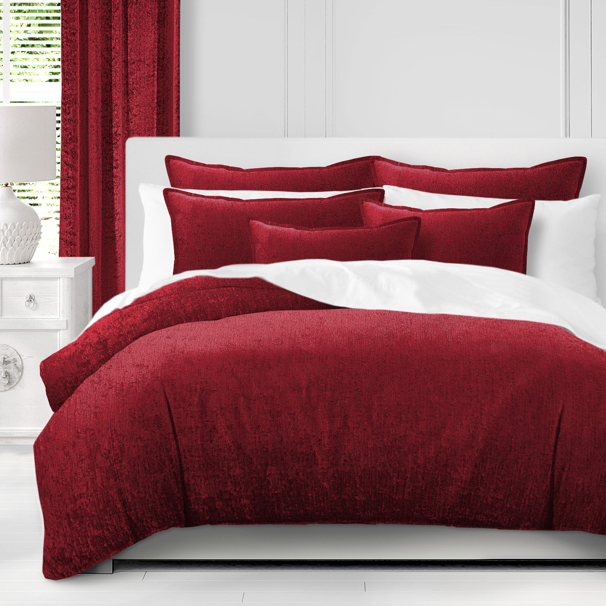 Colcha Linens Ensemble de couvre-lit en microfibre rouge Burkin ...