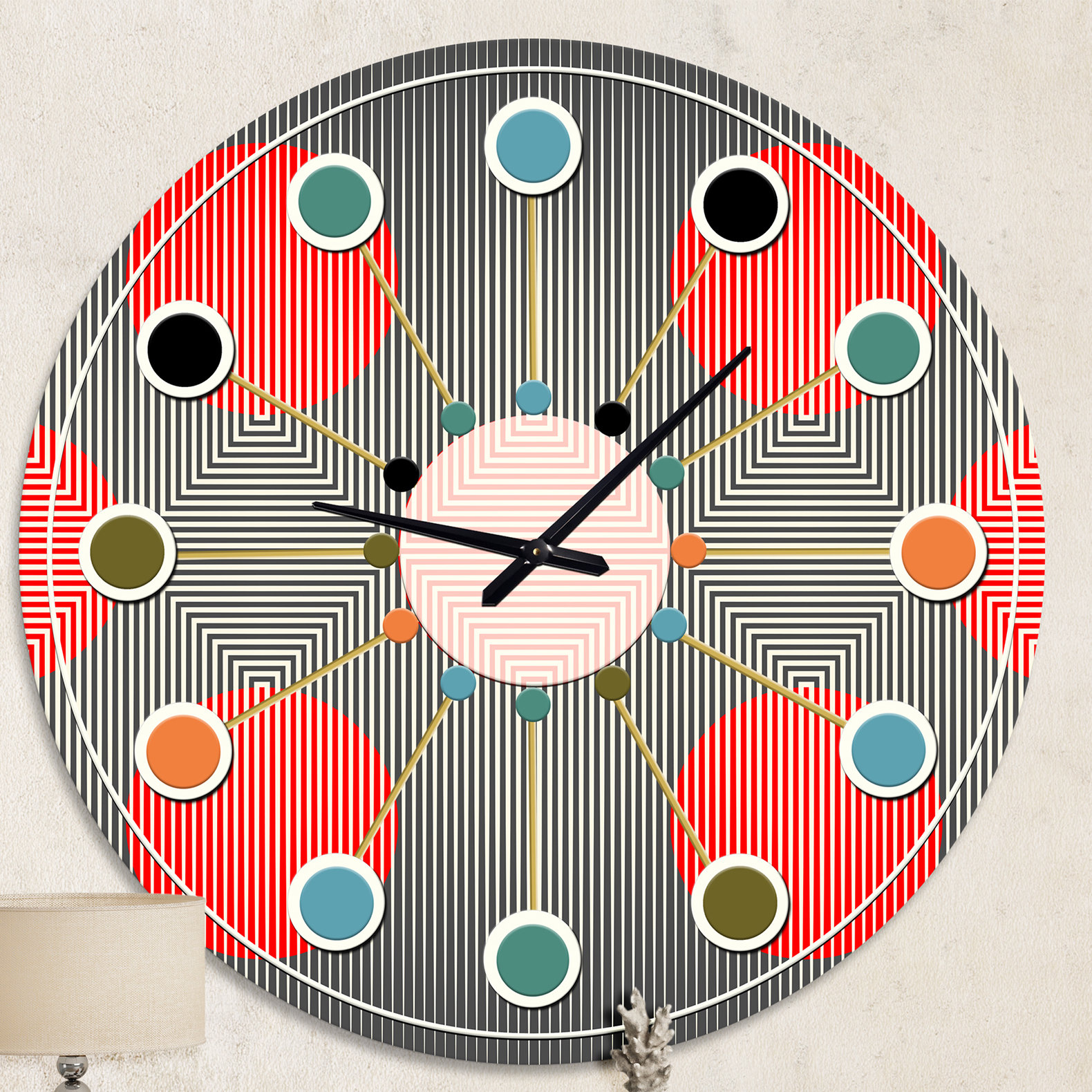 East Urban Home Modern Circle and Line Geometric Pattern - Mid-Century ...