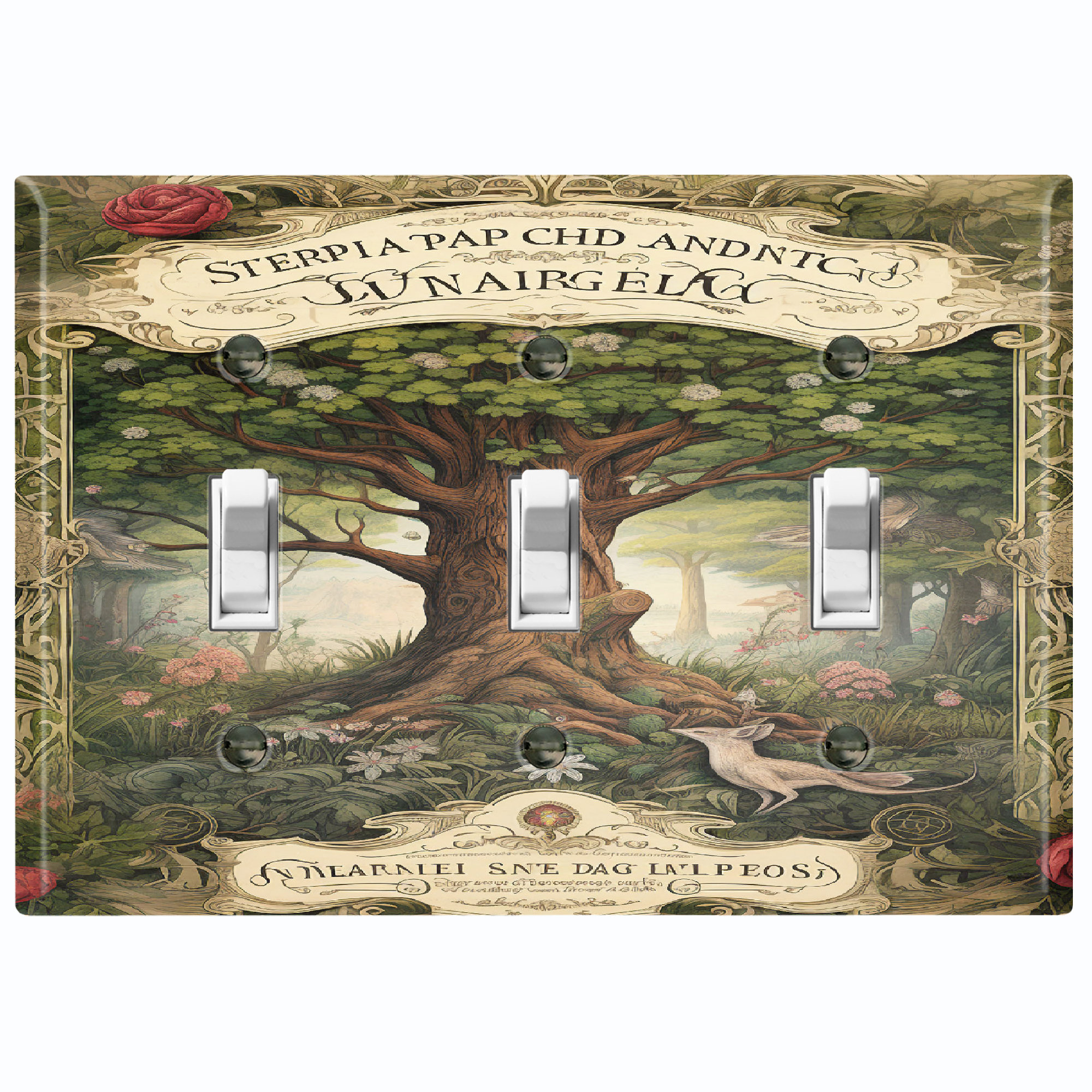 WorldAcc Nature Themed Green Tree Of Life Forest 3-Gang Toggle Light ...