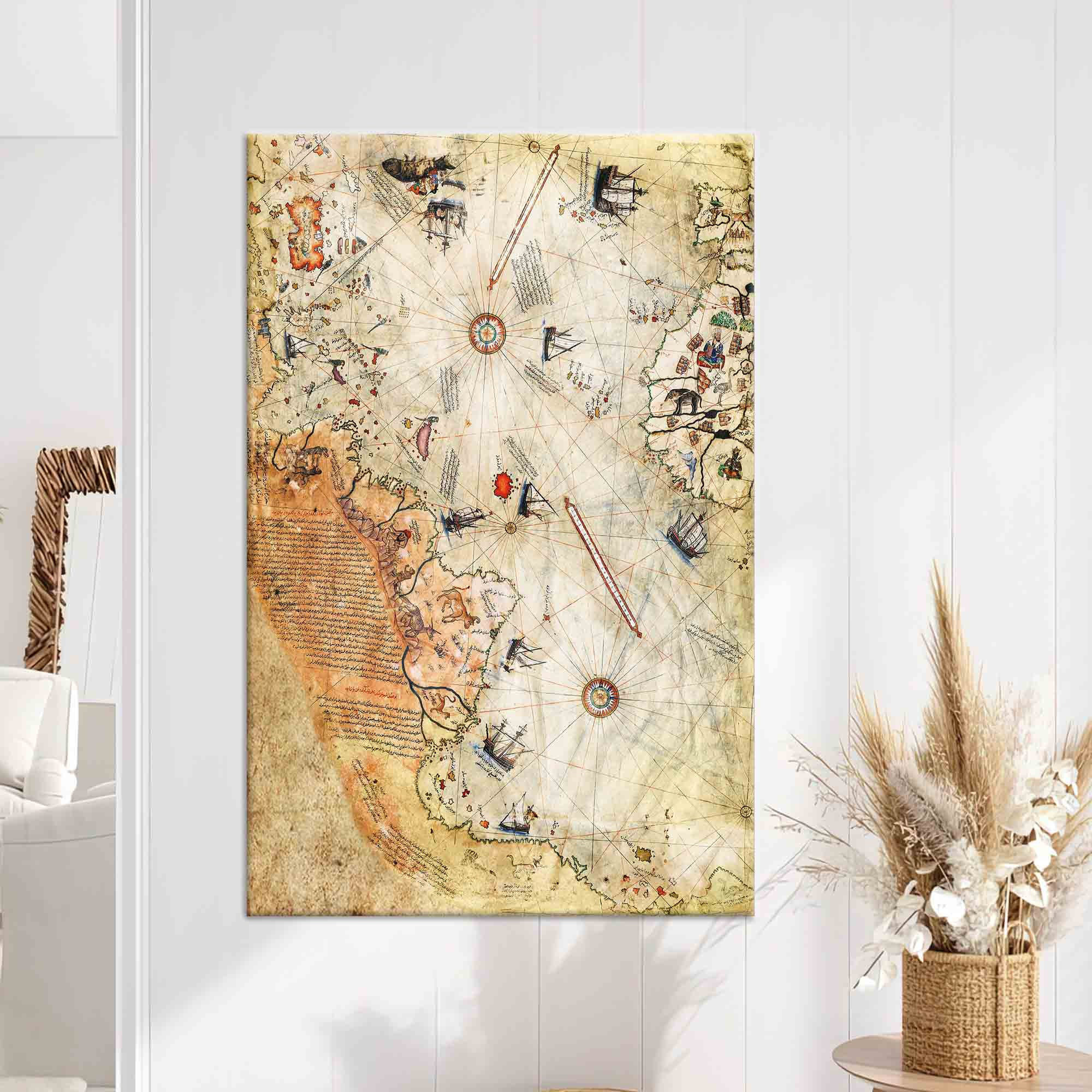 Longshore Tides Antique Piri Reis Map Inspired Trendy World Map Canvas ...
