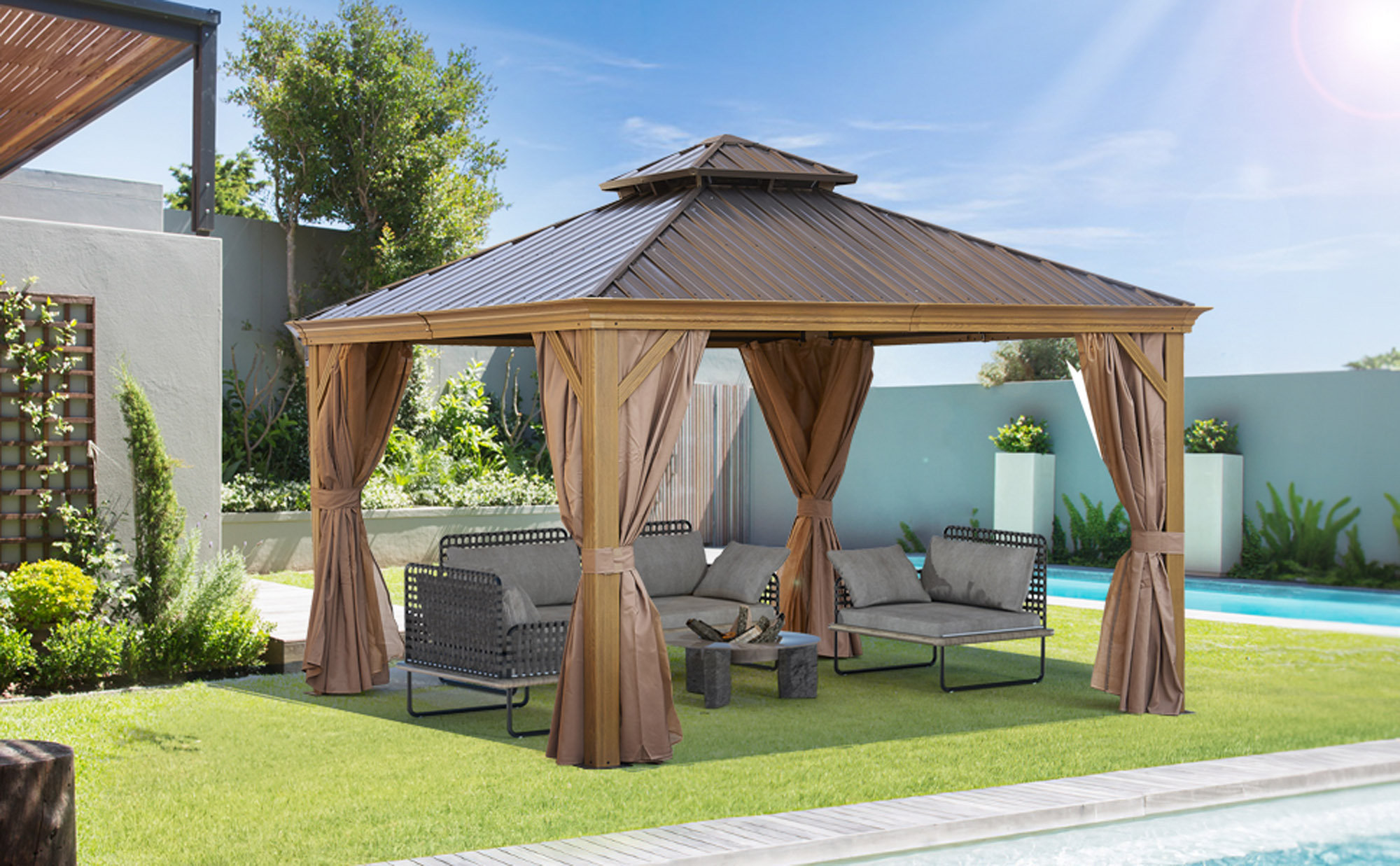 Arlmont & Co. 12*12FT Outdoor Permanent Hardtop Gazebo Canopy - Wayfair ...