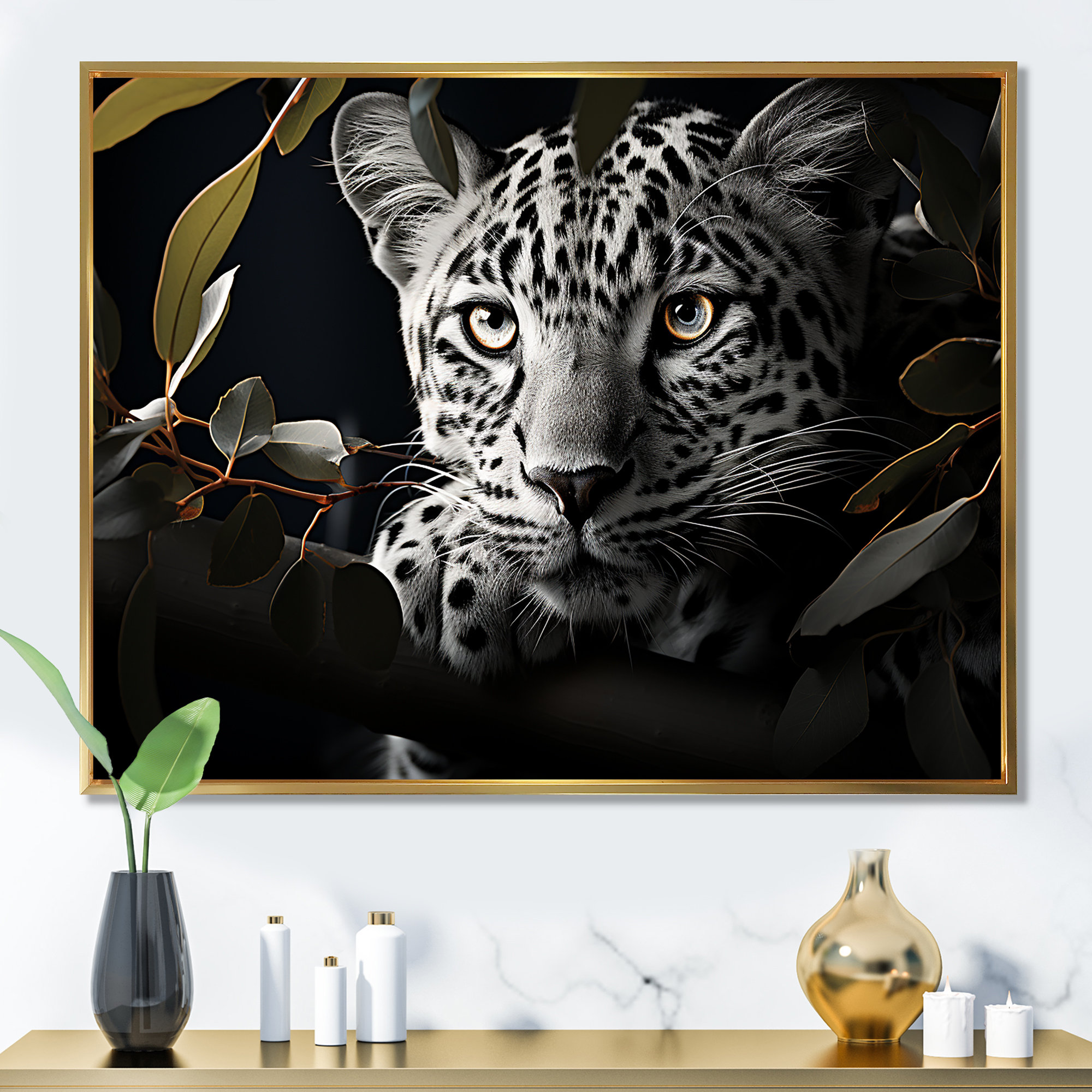 Ebern Designs Leopard Glimpse Of Shadows II On Canvas Print | Wayfair
