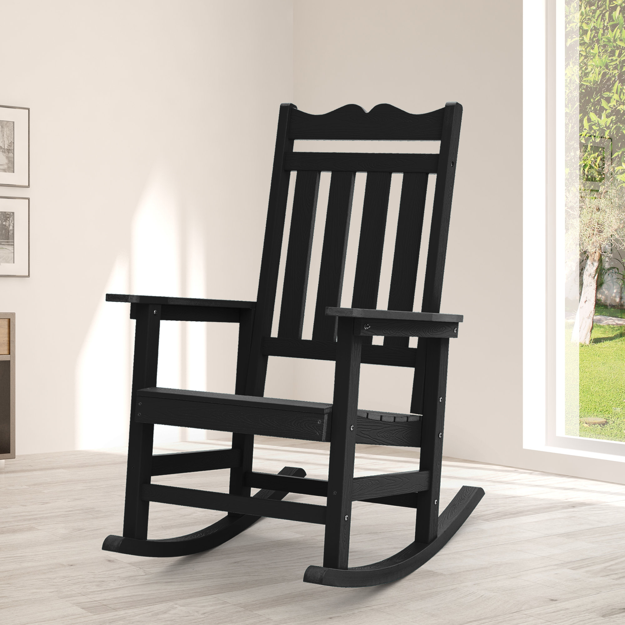 Winston Porter Johnlucas Solid Wood Rocking Chair | Wayfair