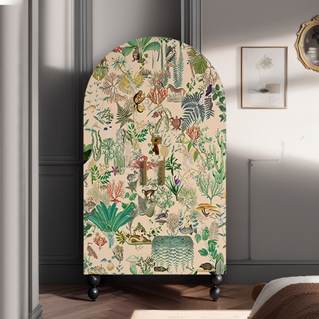 Canora Grey Arched double door multi-purpose wooden wardrobe | Wayfair