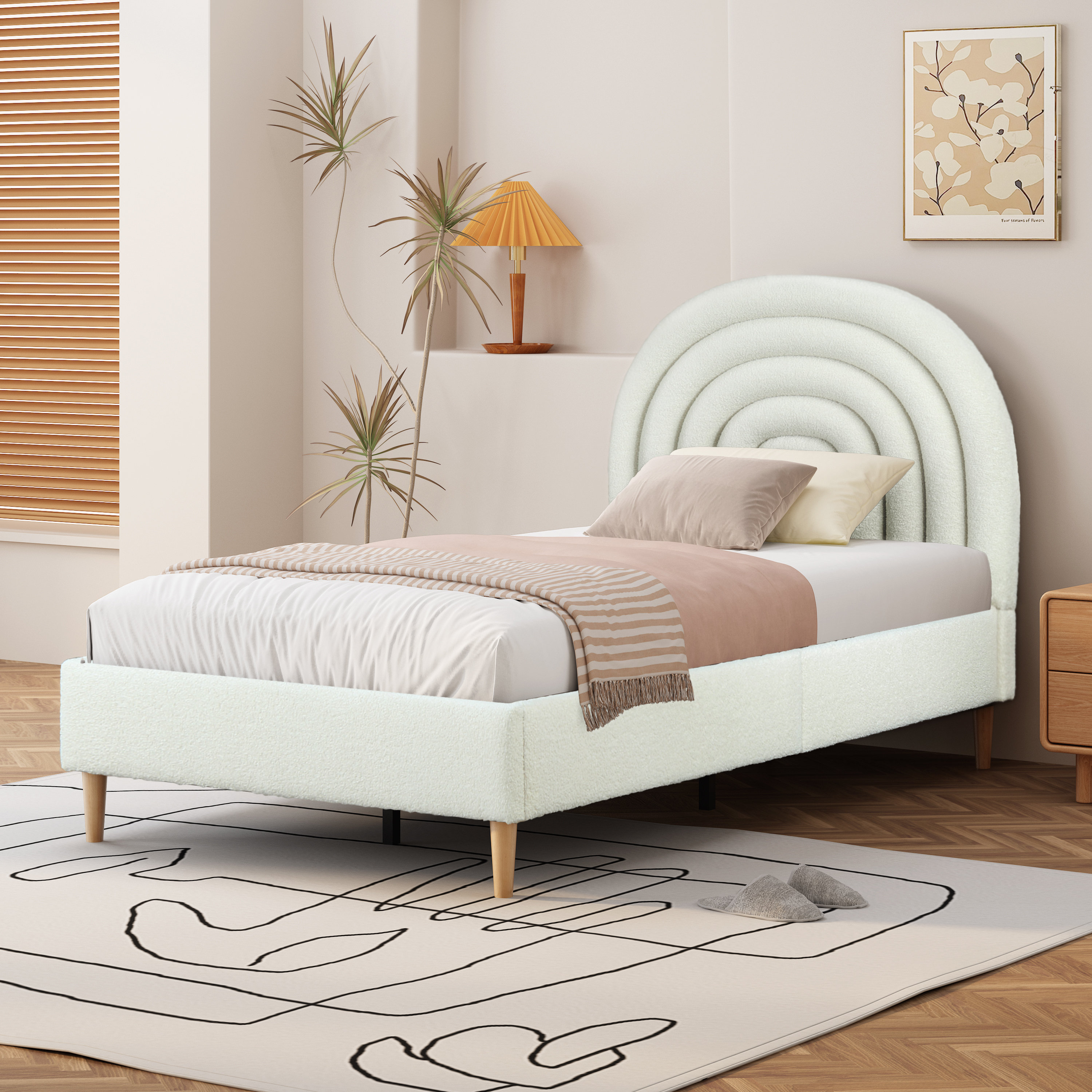 Mercer41 Halis Upholstered Scalloped Bed & Reviews - Wayfair Canada