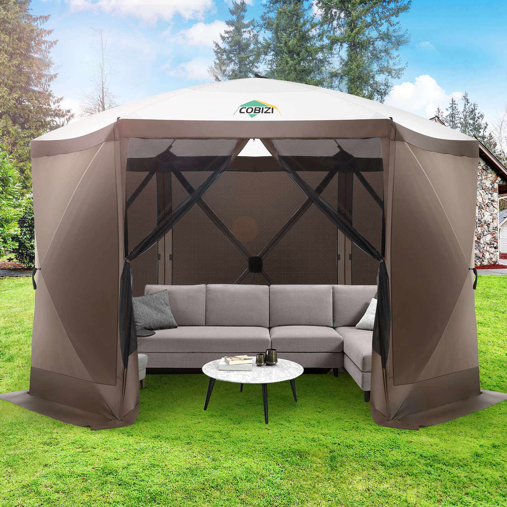 SANOPY 12x12FT Pop Up Gazebo Screen Tent Screen House for Camping ...