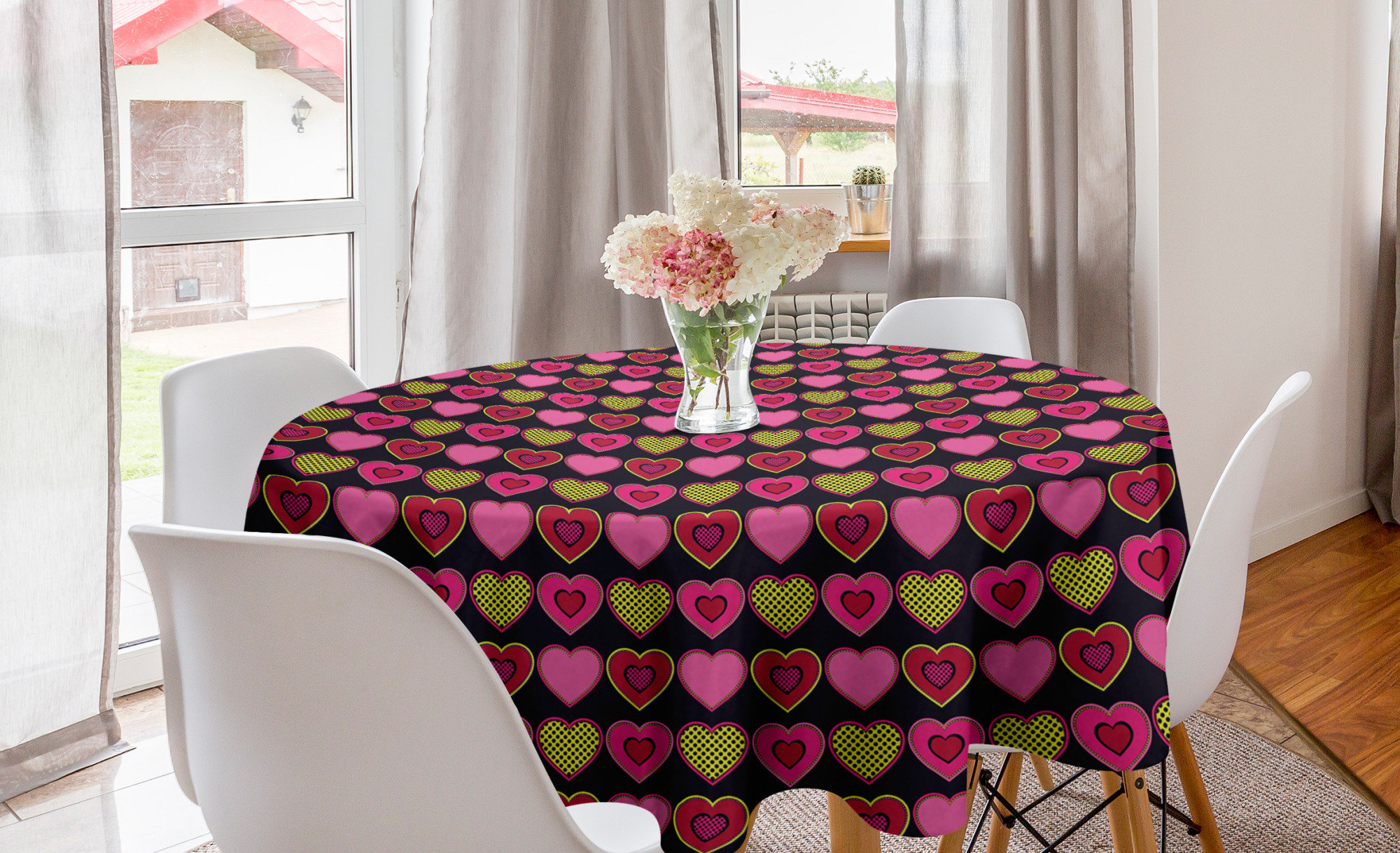 East Urban Home Ambesonne Valentine's Day Round Tablecloth, Vibrant And ...